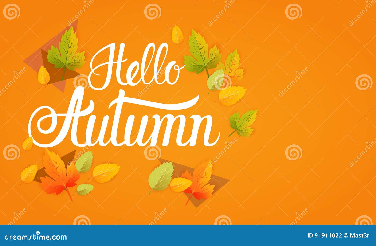 Hello Autumn Yellow Leaf Fall Banner Abstract Background Stock Vector ...