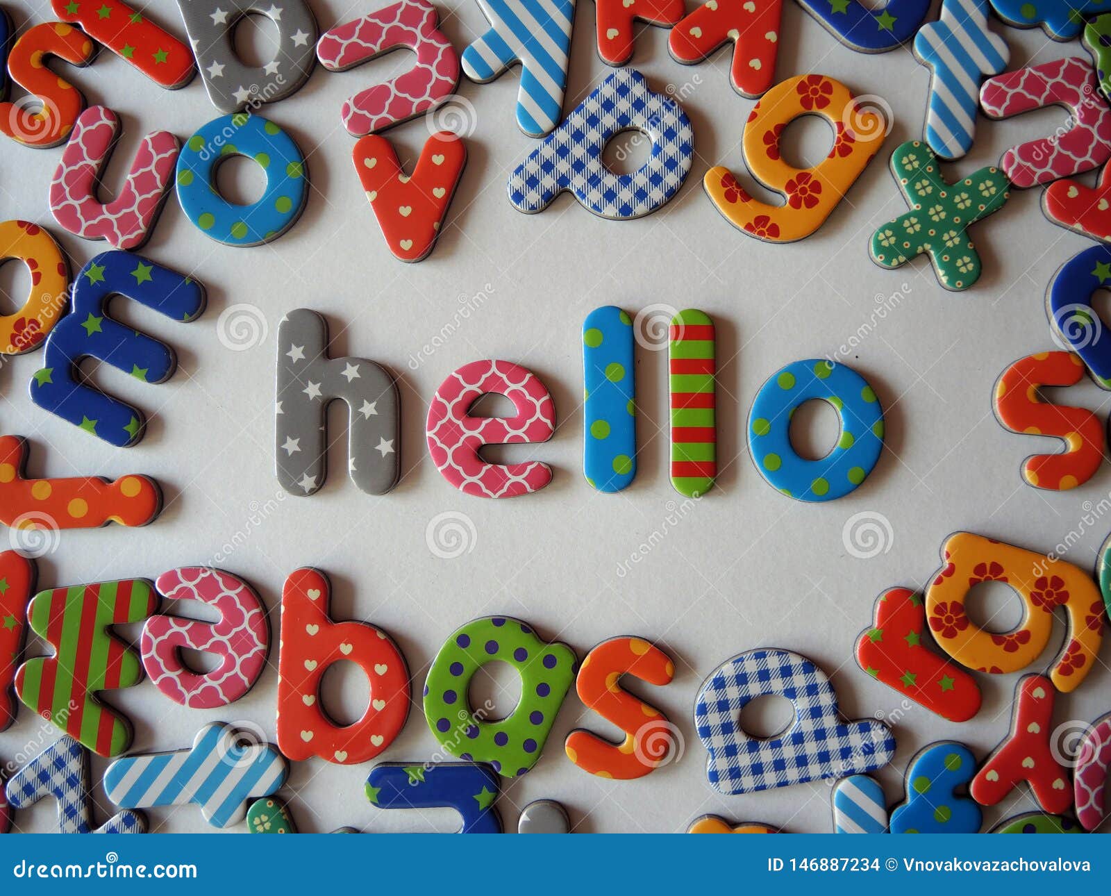 Hello Banner with Colorful Letters Stock Photo - Image of white ...