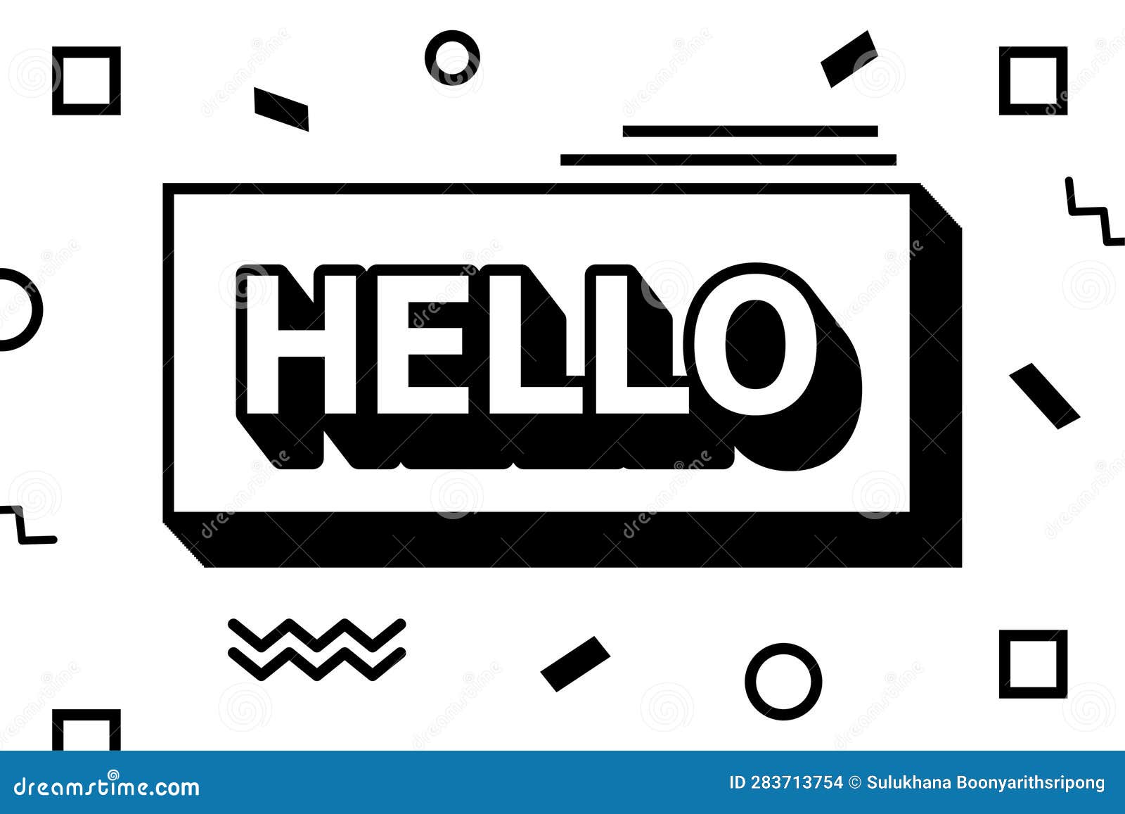 Hello, Banner, Poster Concept, Bubble Speech, Geometric, Black and ...