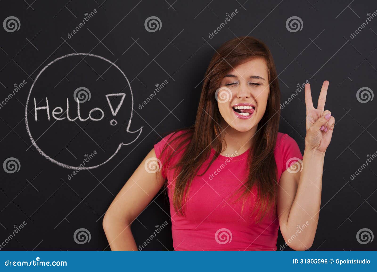 Hello! stock photo. Image of hand, eyes, peace, gesturing - 31805598
