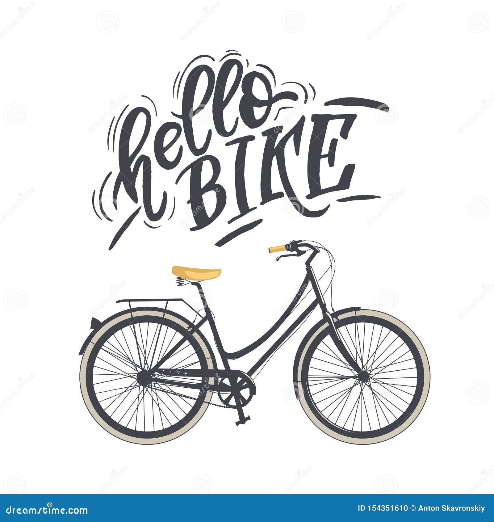 Hello bike stock vector. Illustration of poster, frame - 154351610