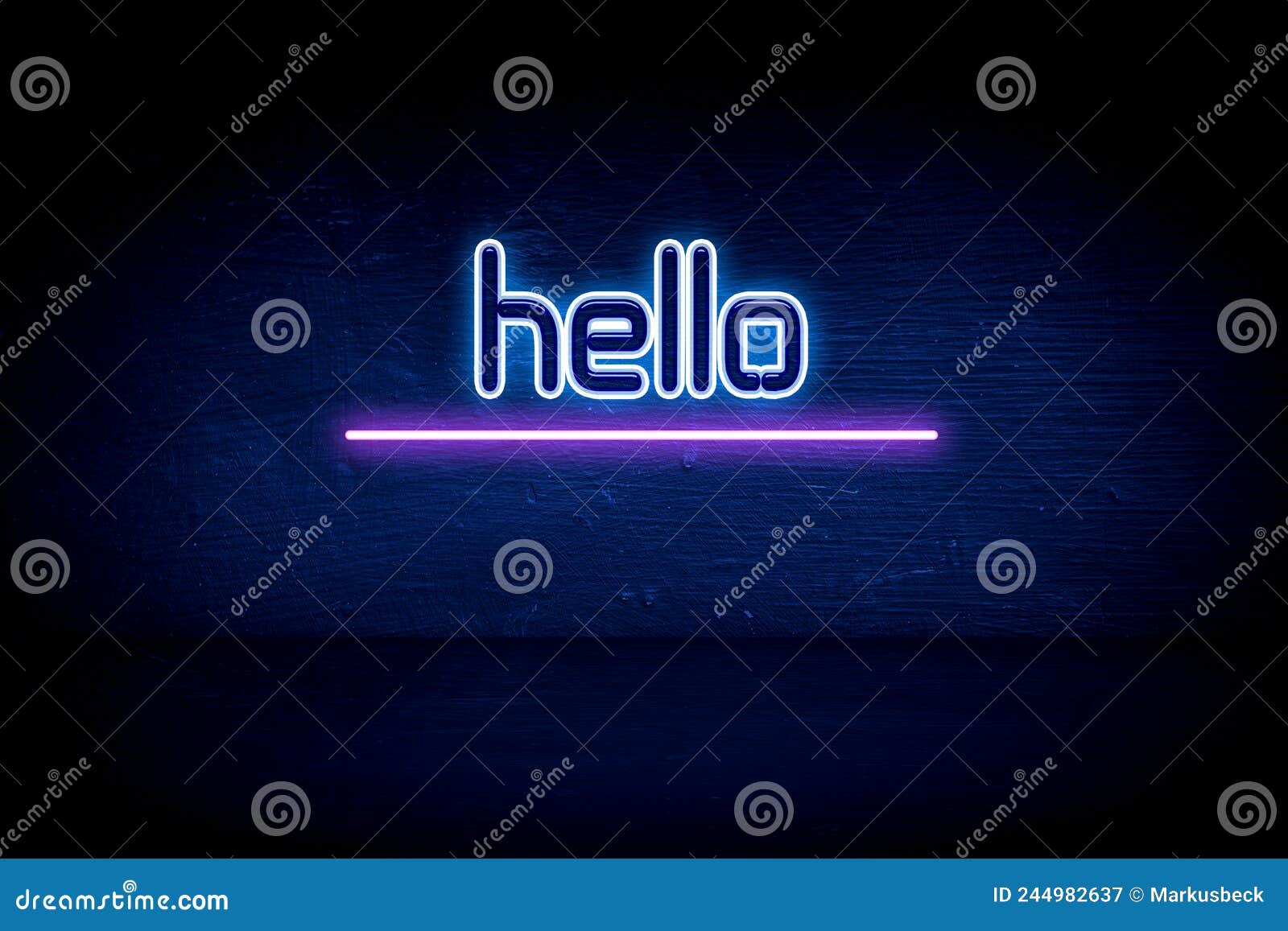 Hello - Blue Neon Announcement Signboard Stock Image - Image of light ...