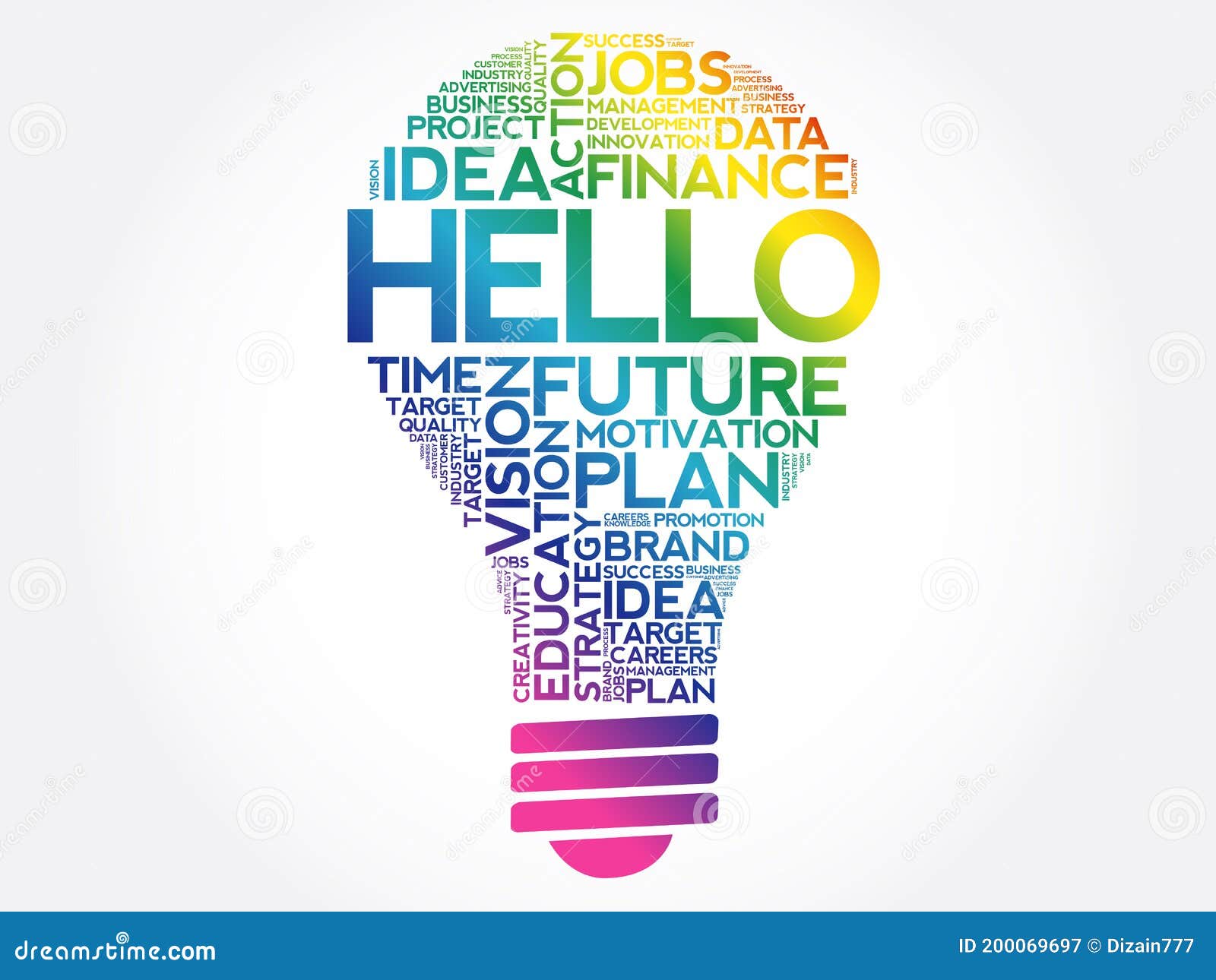 HELLO Bulb Word Cloud Collage Stock Illustration - Illustration of ...