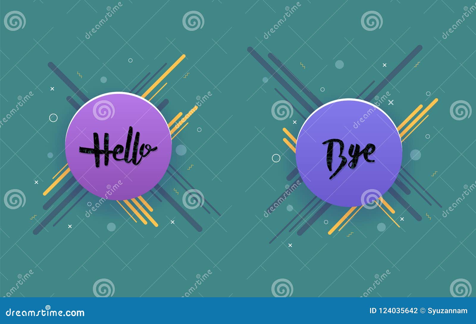 Hello and Bye Handwritten Quotes. Vector Illustration. Stock Vector ...