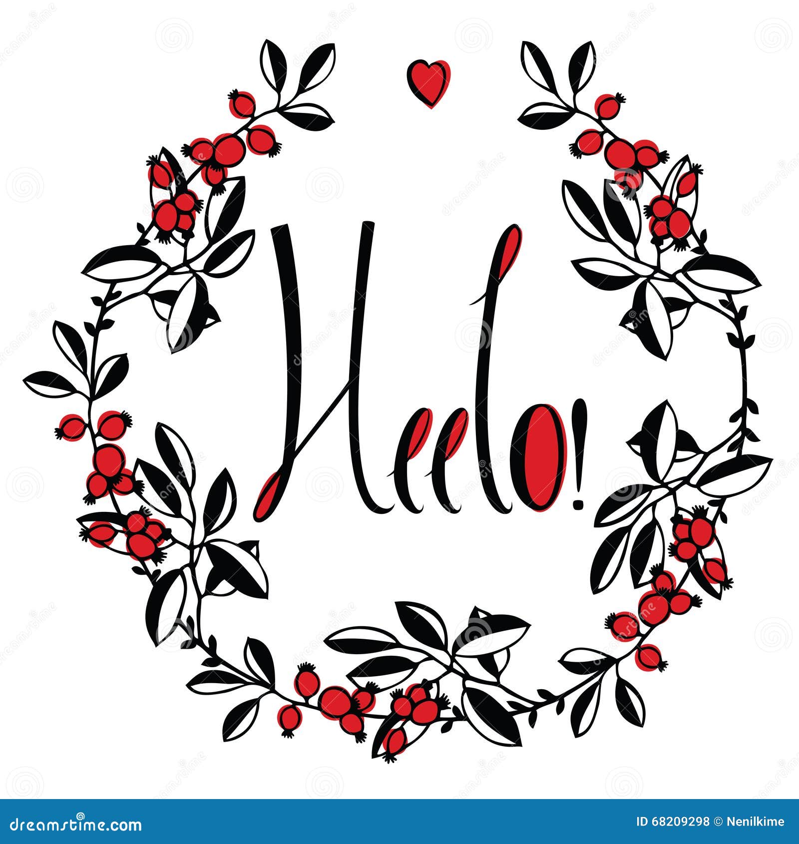 Hello Card with Floral Frame Stock Vector - Illustration of miss ...