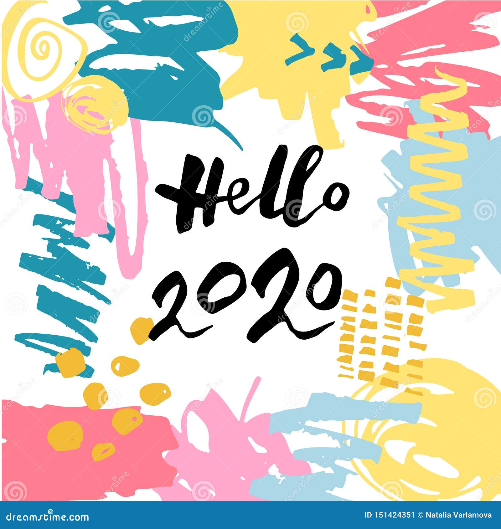 Hello 2020 card stock vector. Illustration of happy - 151424351