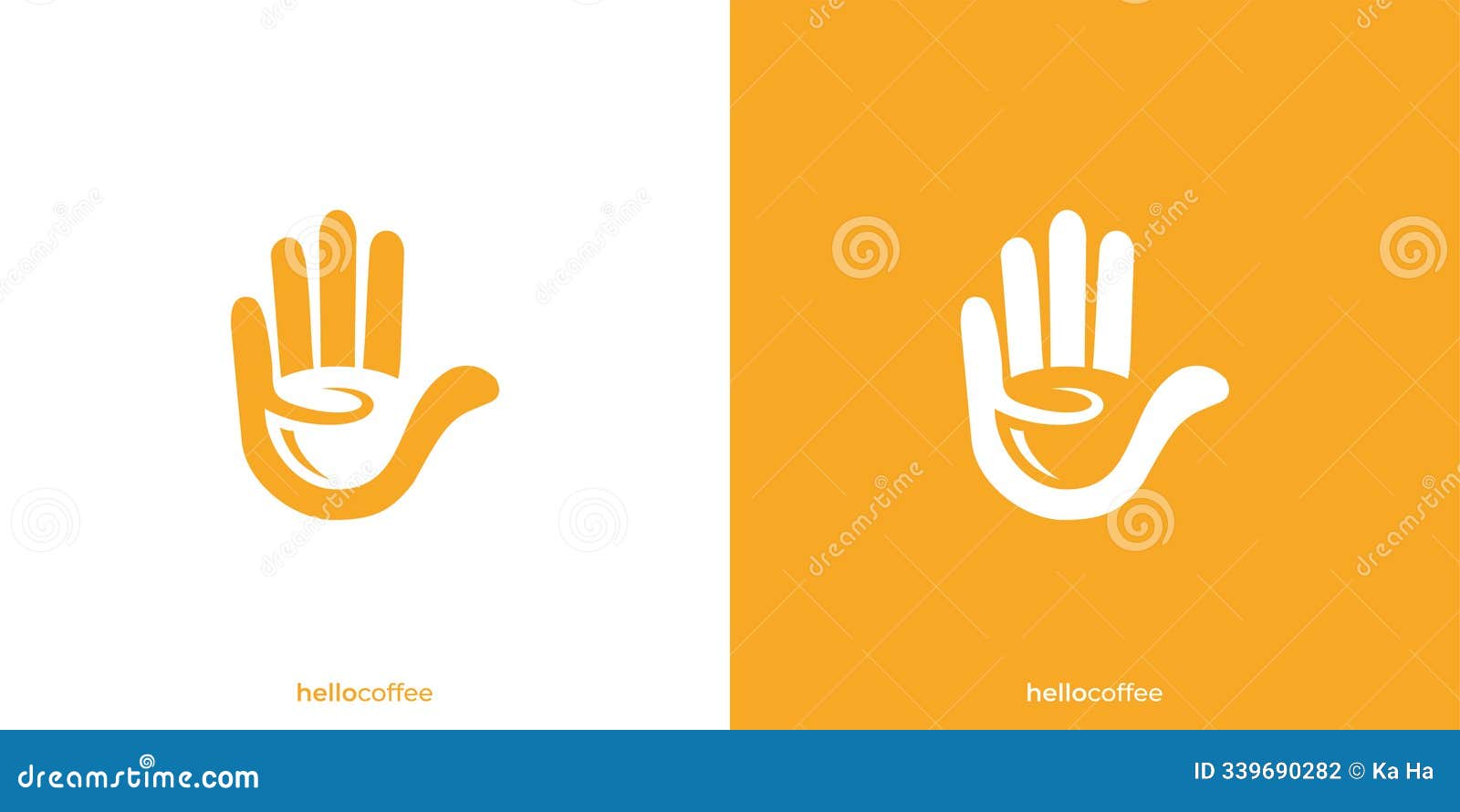 Hello Coffee Logo. Abstract Coffee Cup in the Palm of the Hand Stock ...