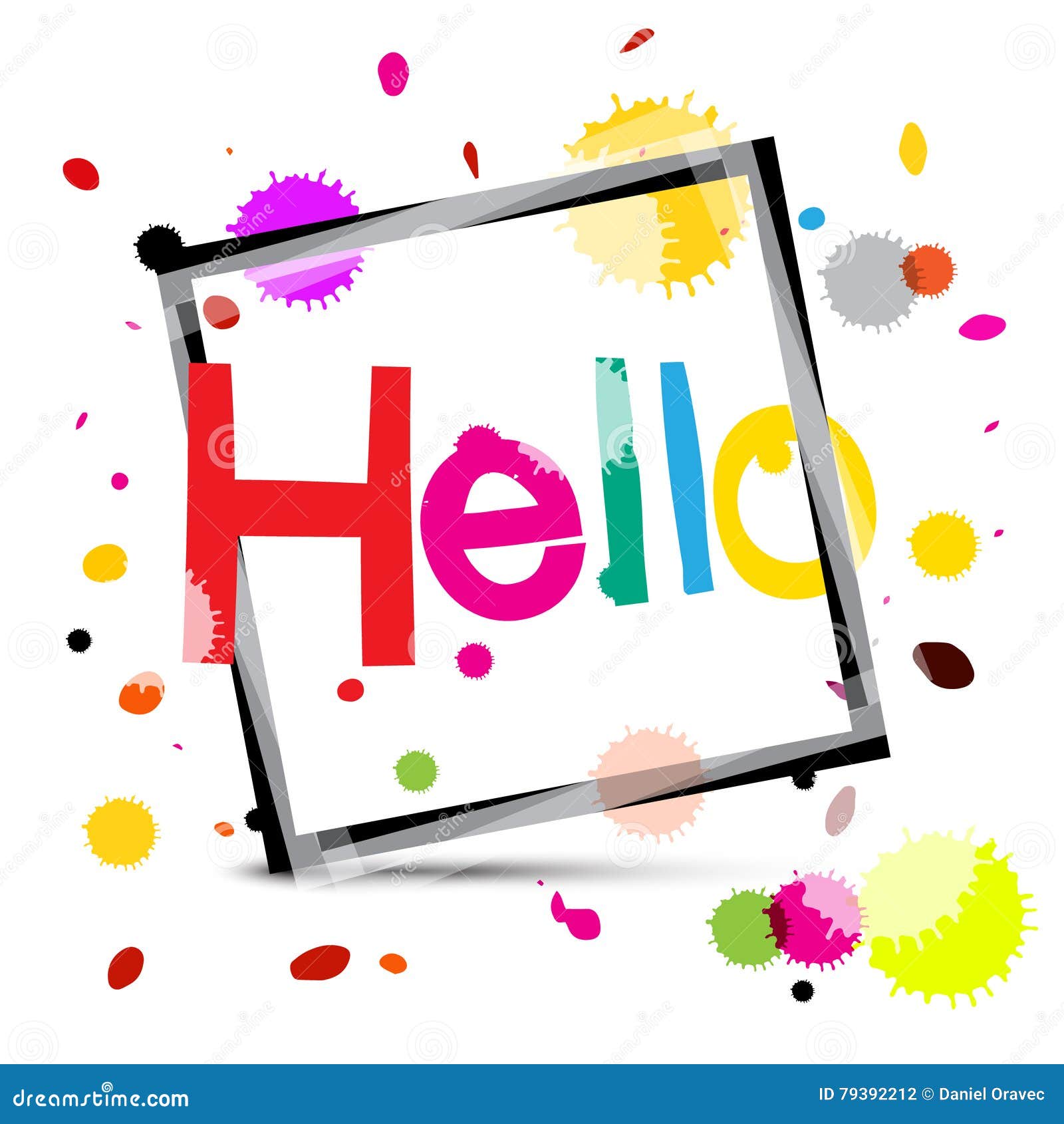 Hello. Colorful Hello Title with Colorful Splashes Stock Illustration ...