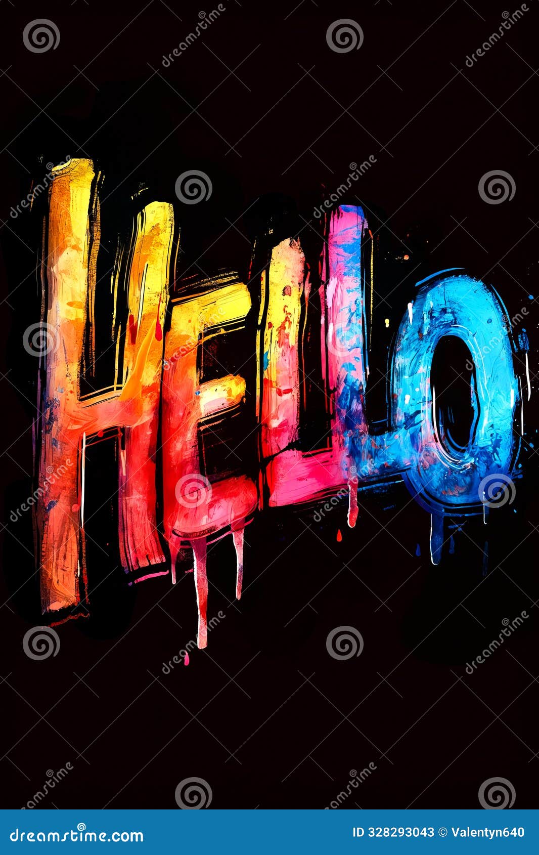 Hello - Colorful Text on Black Background. Generative AI Stock Image ...