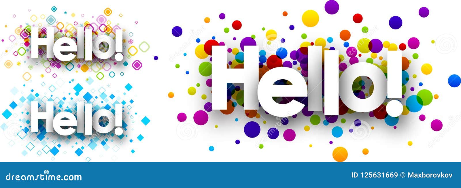 Hello colour banners. stock vector. Illustration of sign - 125631669