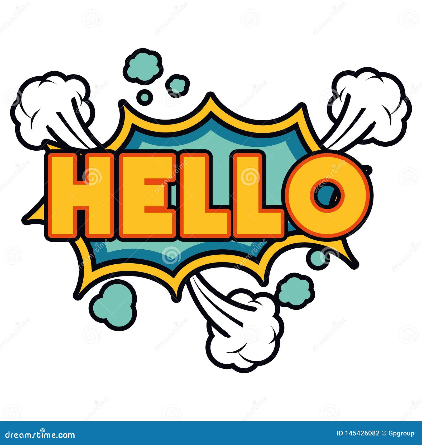 Hello Comic Words in Speech Bubble Isolated Icon Stock Vector ...