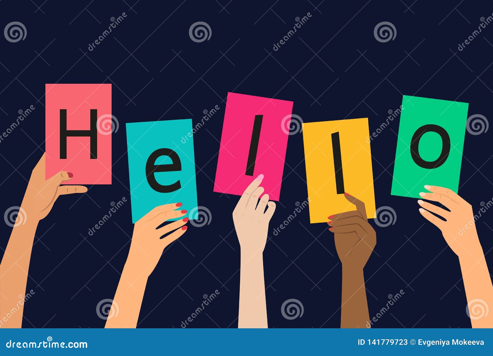 `Hello` Concept on Dark Background Stock Illustration - Illustration of ...