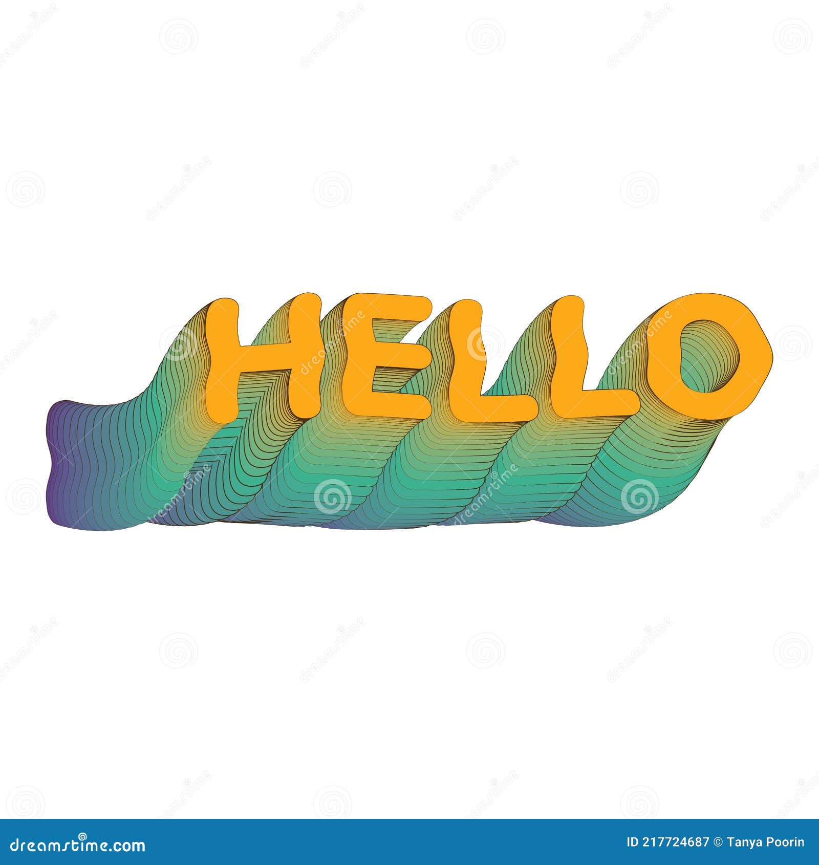 Hello in a Curved and Colorful Form Isolated on White Background. Stock ...