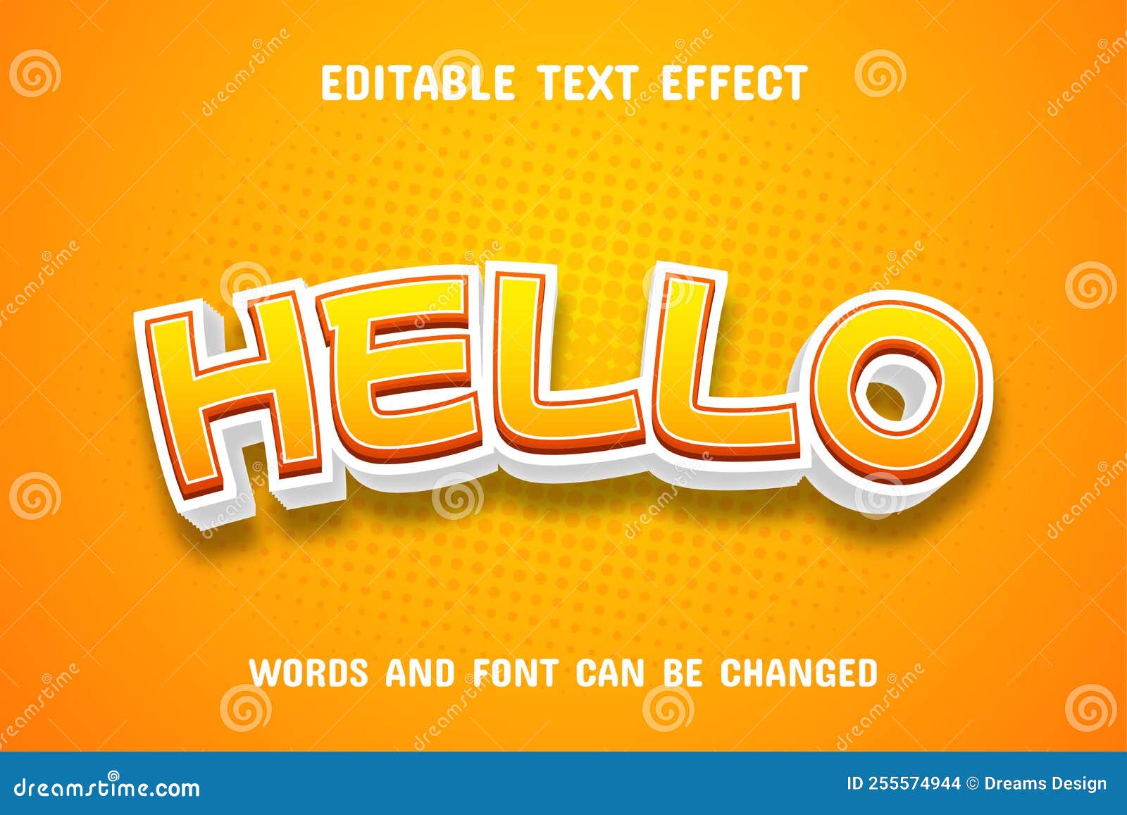 Hello 3d text effect stock vector. Illustration of banner - 255574944