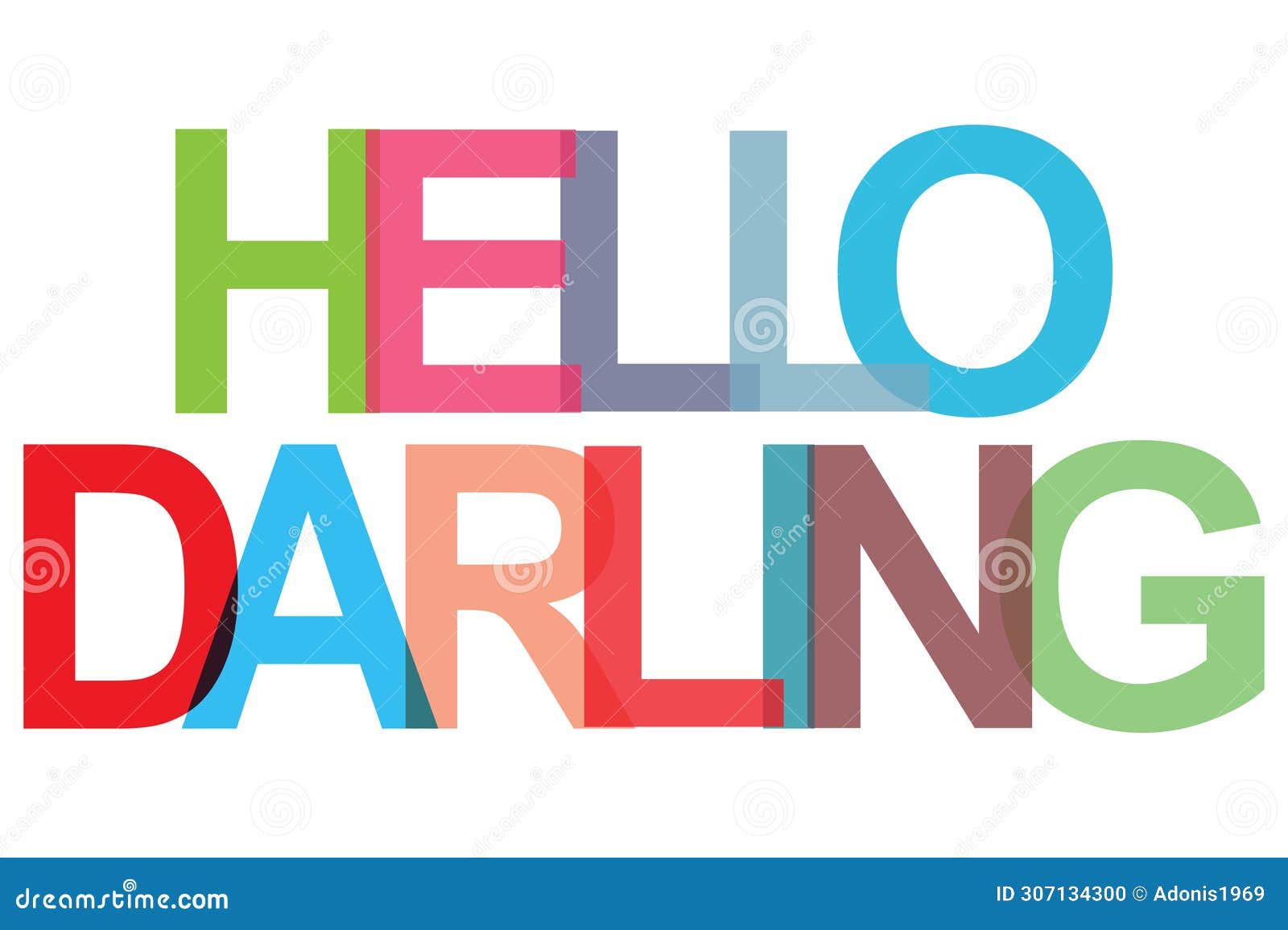 Hello Darling In French Language. Hand Drawn Lettering Background. Ink ...