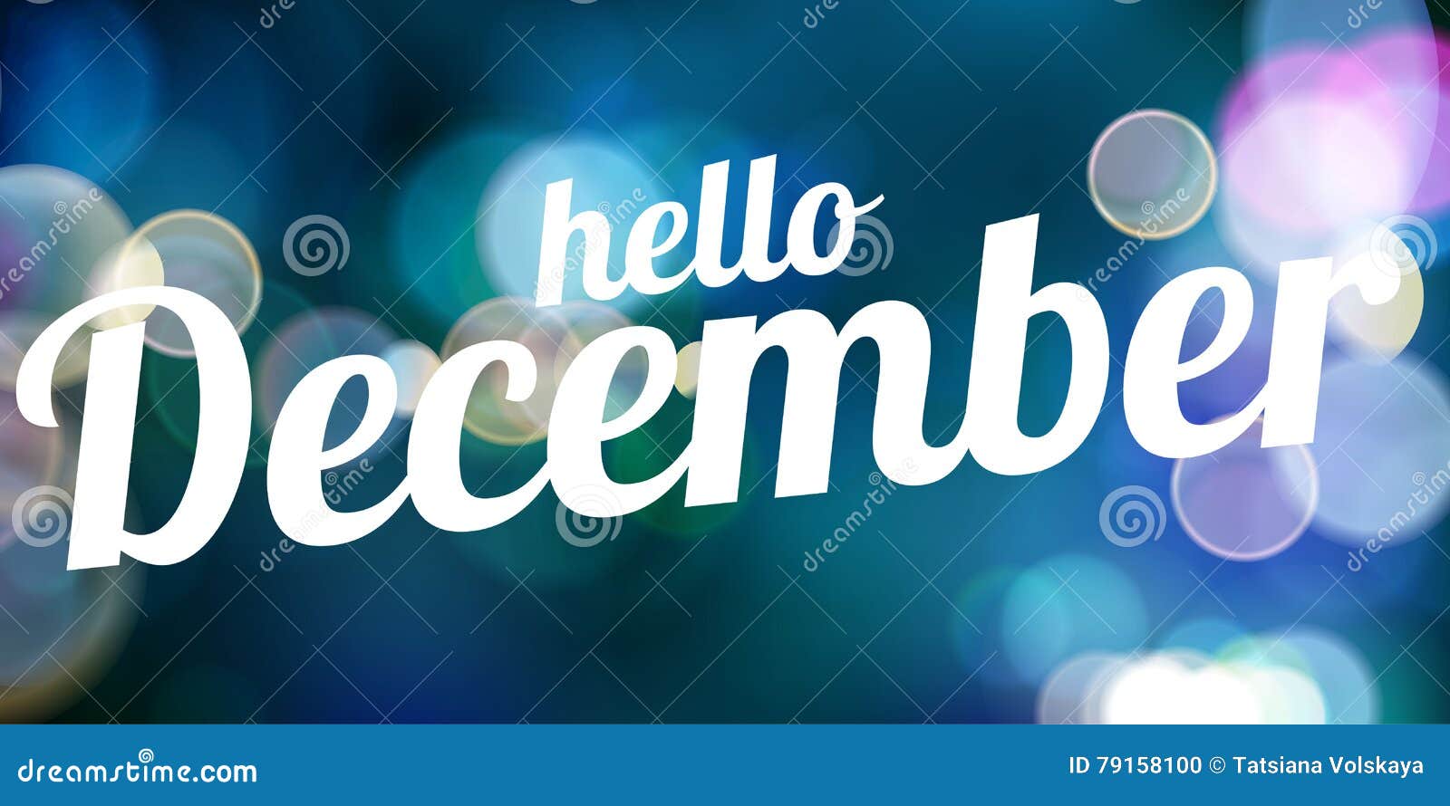 Hello December Blue Vector Card. Modern Soft Color Background Stock ...