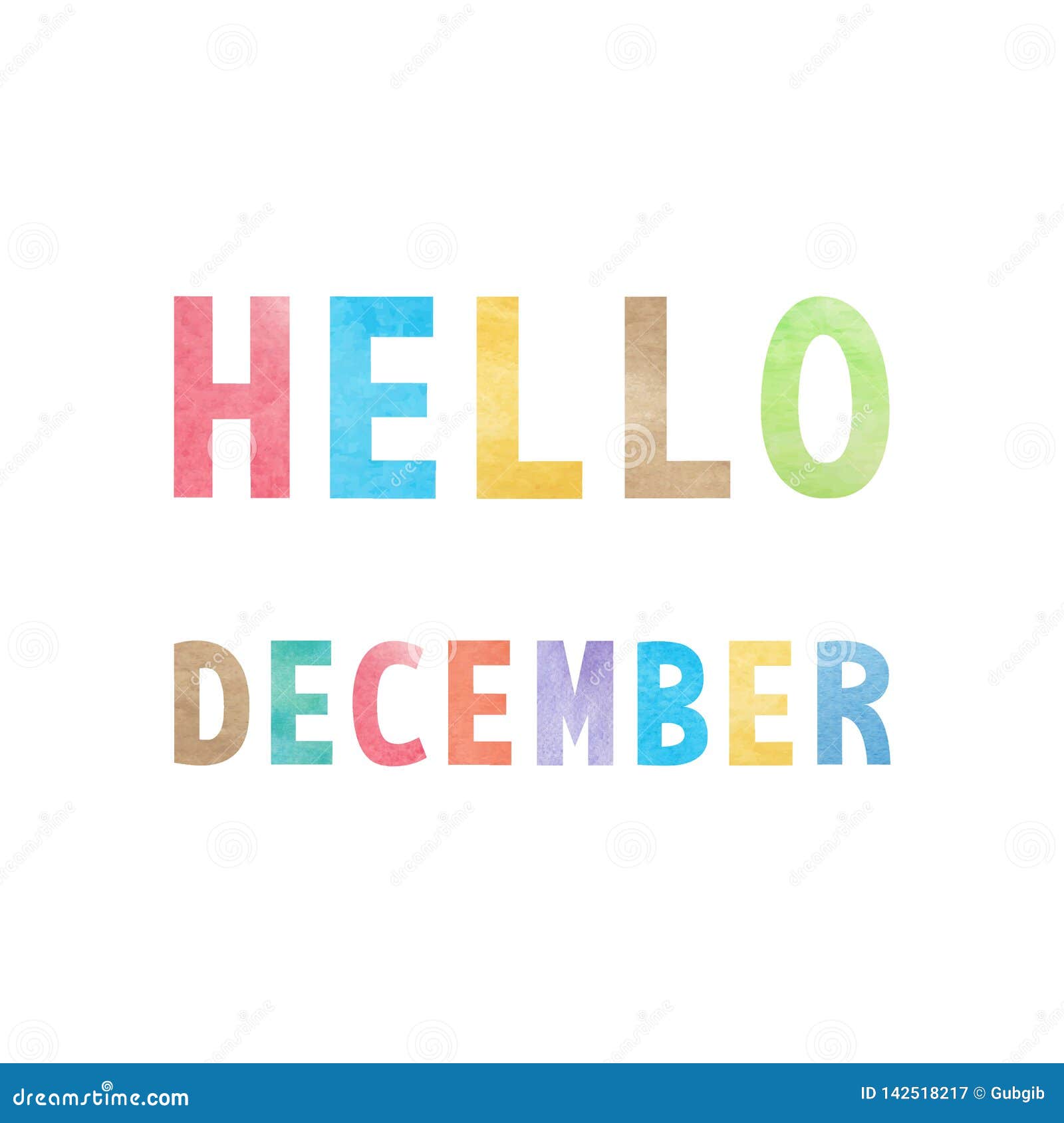 Hello December with Colorful Watercolor Stock Vector - Illustration of ...