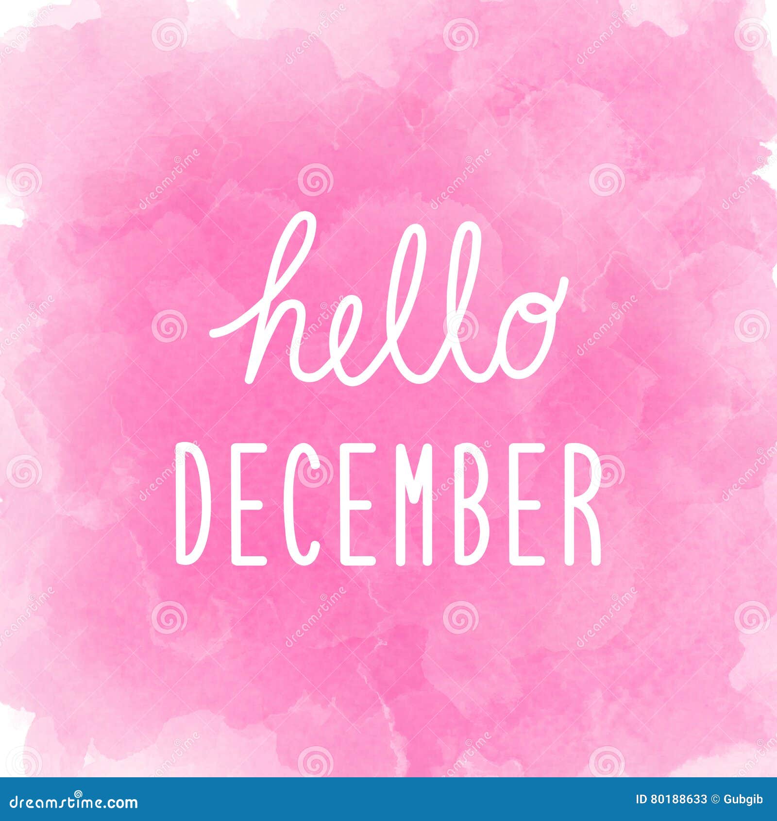 Hello December Greeting on Abstract Pink Watercolor Background Stock ...