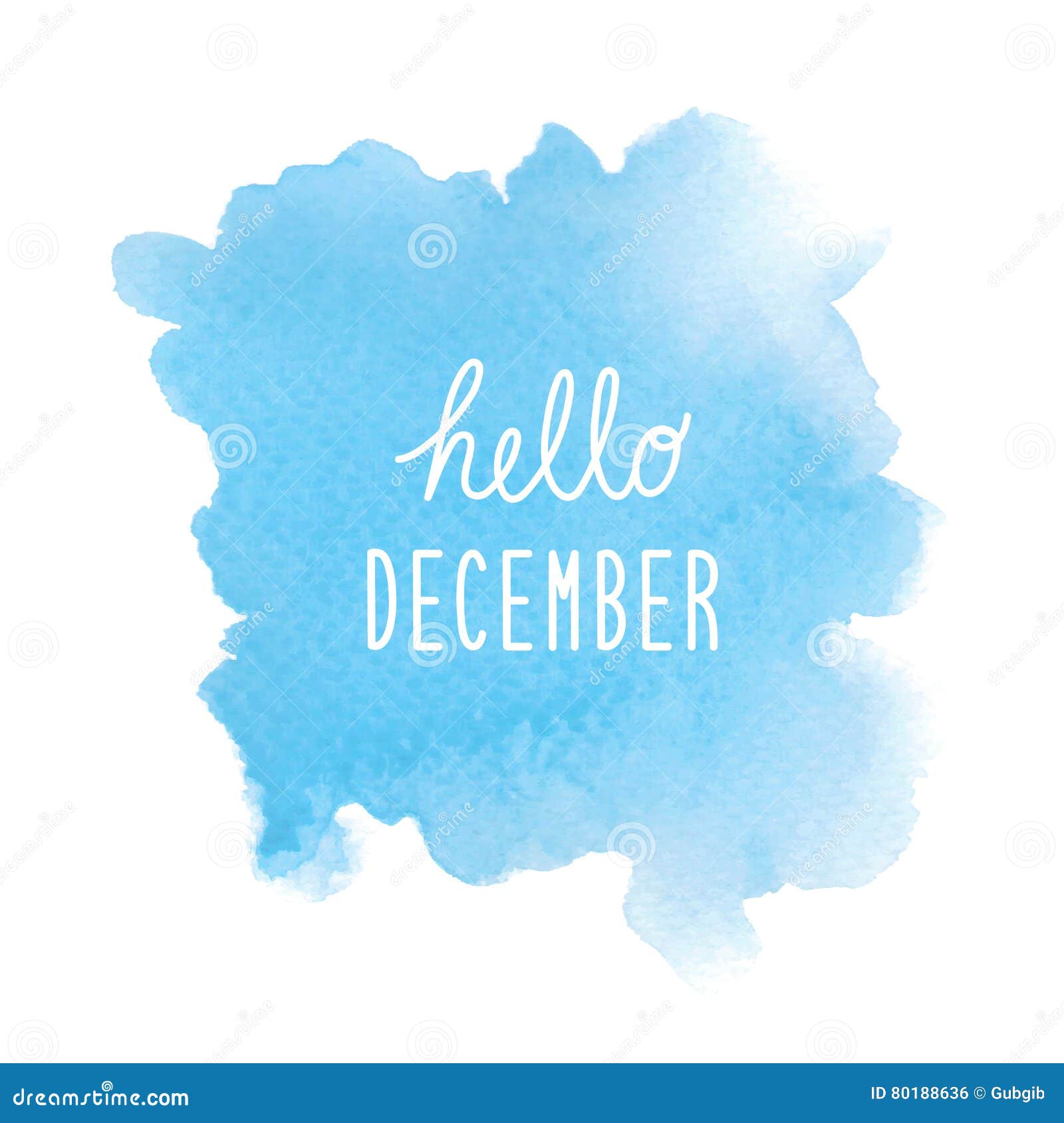 Hello December Greeting with Blue Watercolor Background Stock ...