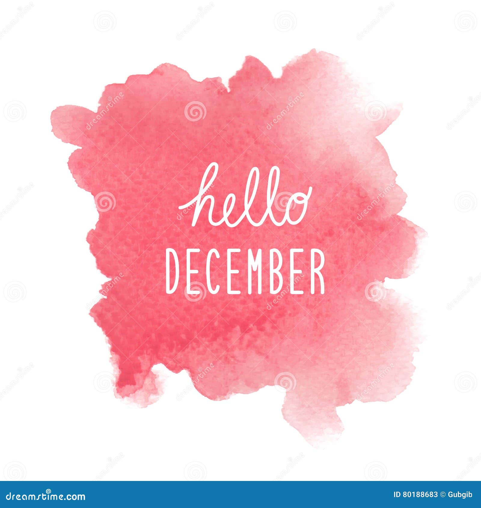 Hello December Greeting with Red Watercolor Background Stock ...