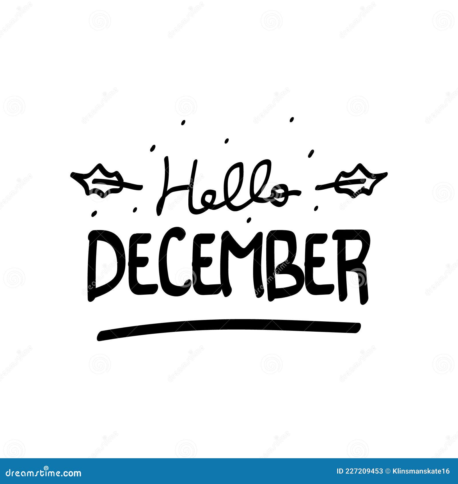 Hello December Hand Drawing Lettering Stock Vector - Illustration of ...