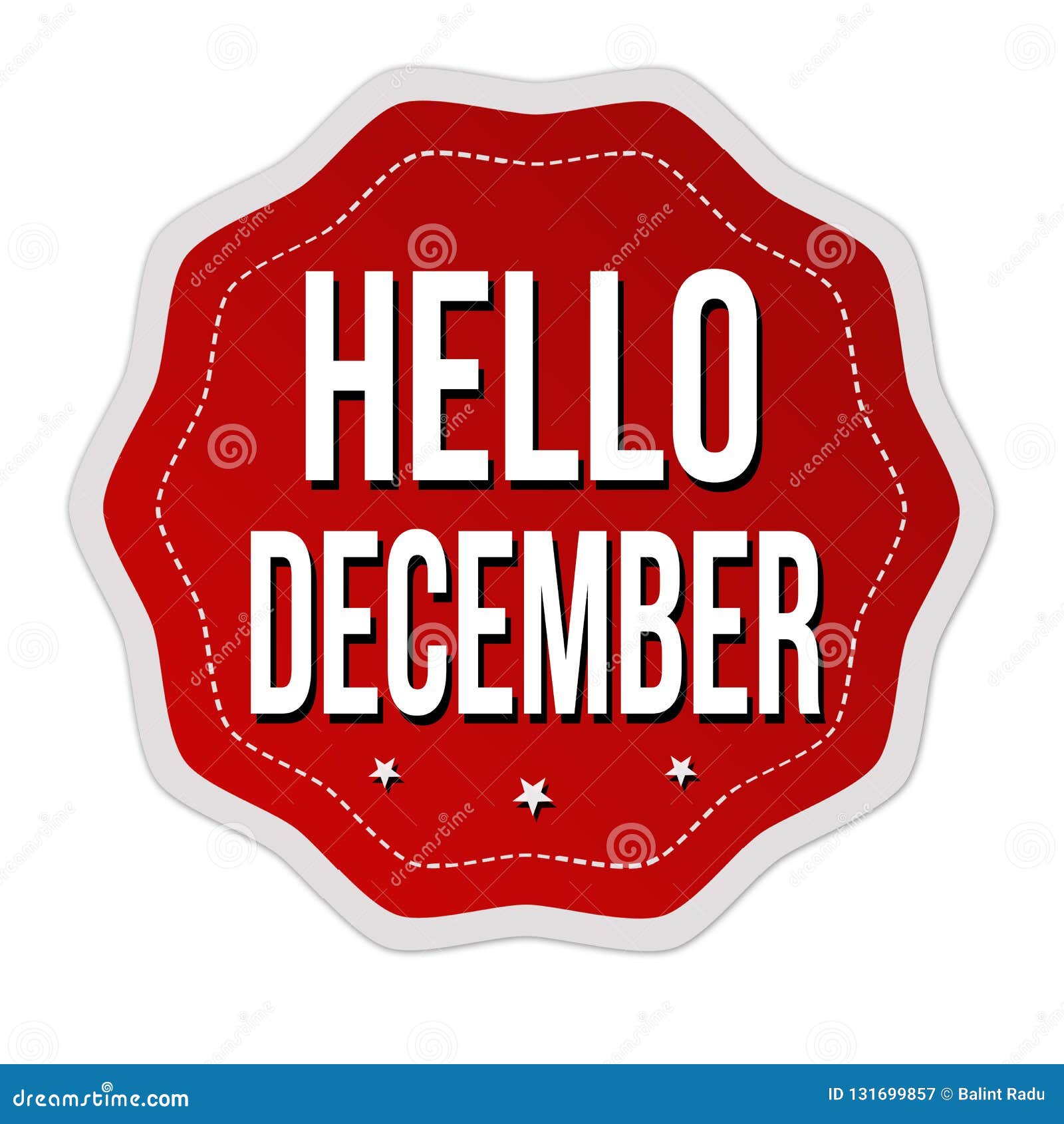 Hello December Label or Sticker Stock Vector - Illustration of greeting ...