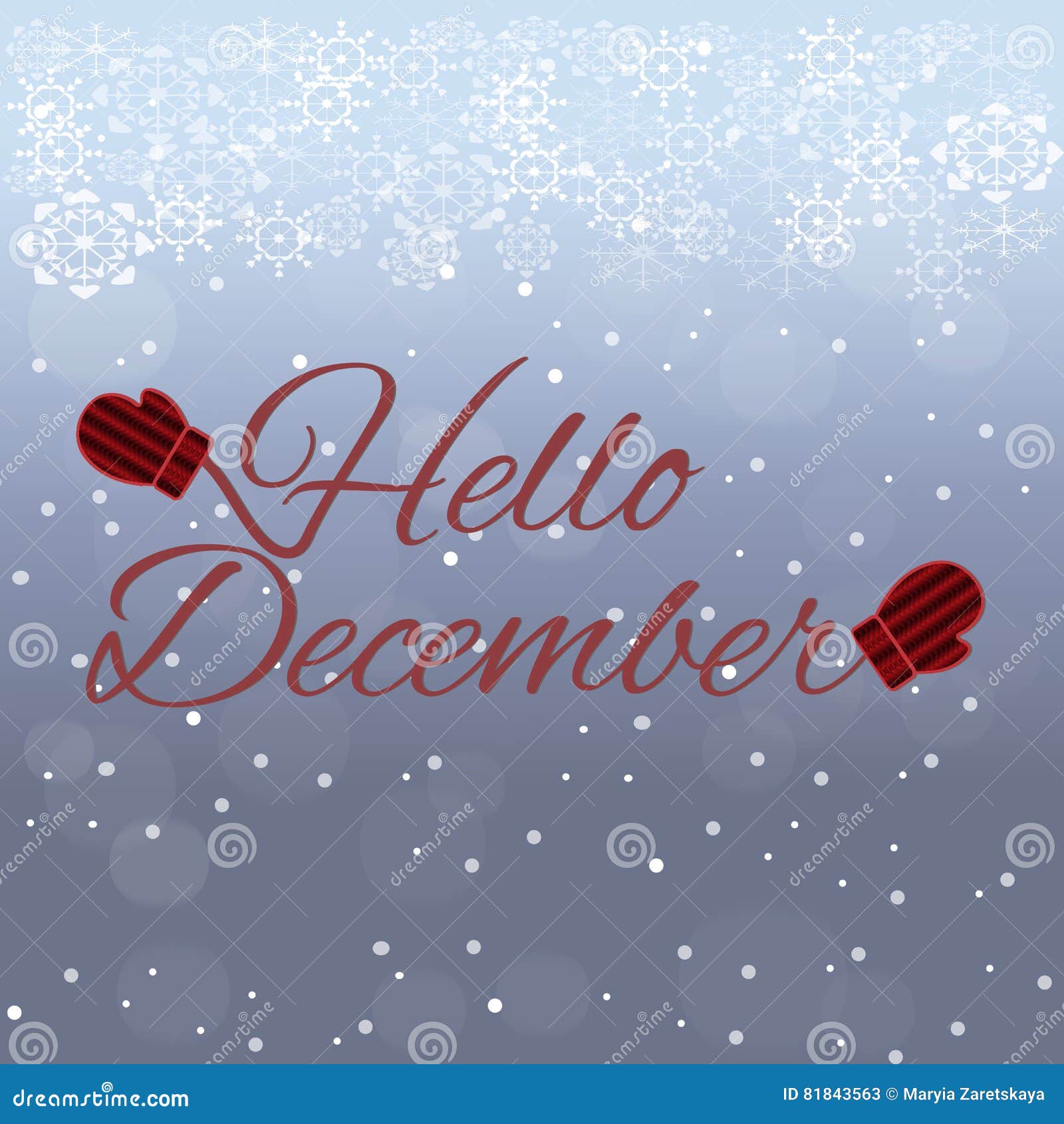 Hello December Lettering on Blue Background Stock Vector - Illustration ...