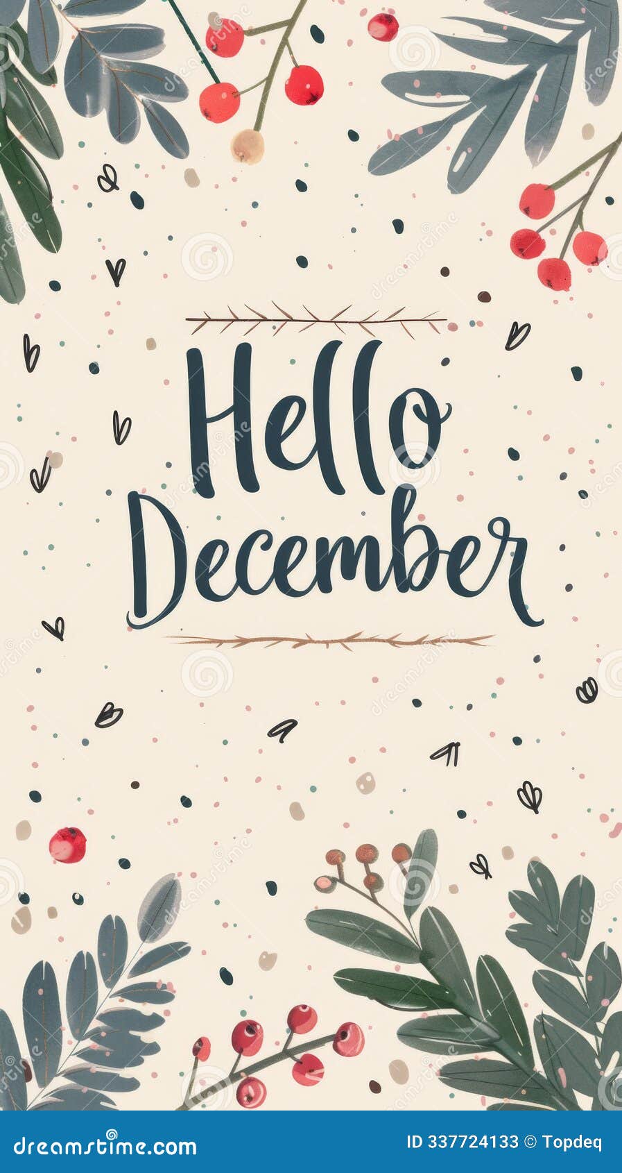 Hello December Text with Festive Decorations, Christmas Concept Stock ...