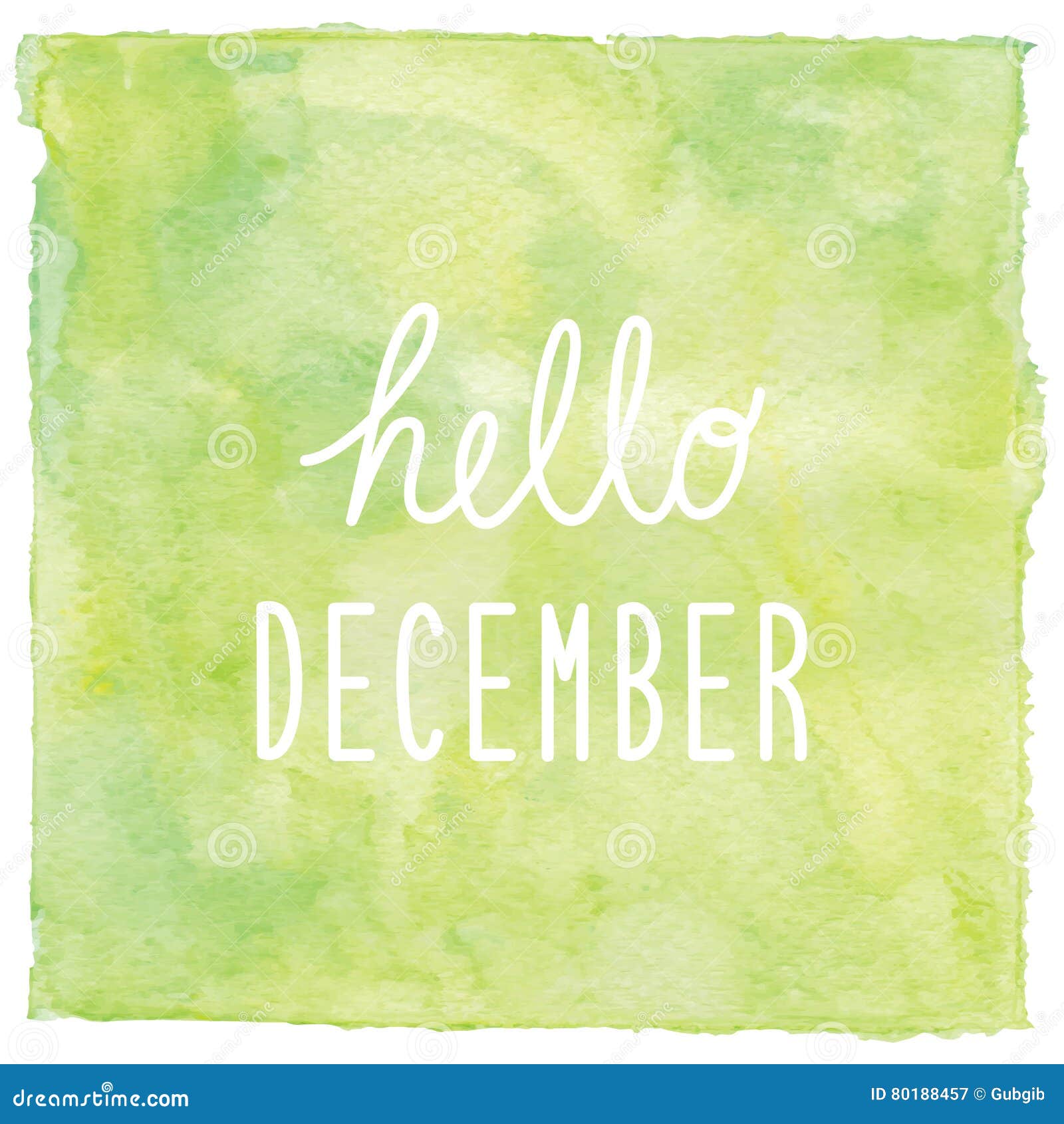 Hello December Text on Green Watercolor Background Stock Illustration ...