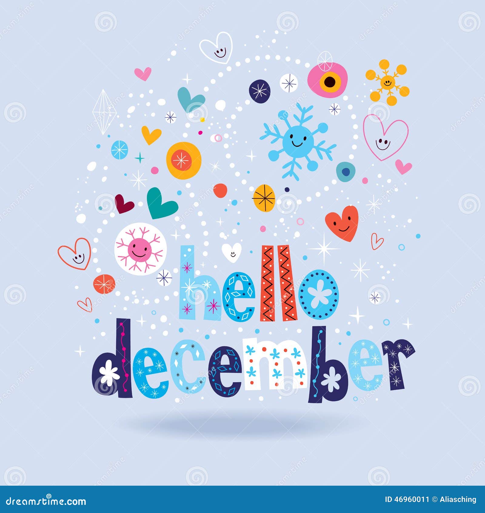 Hello December Brush Lettering Inscription With Decorative Elements ...