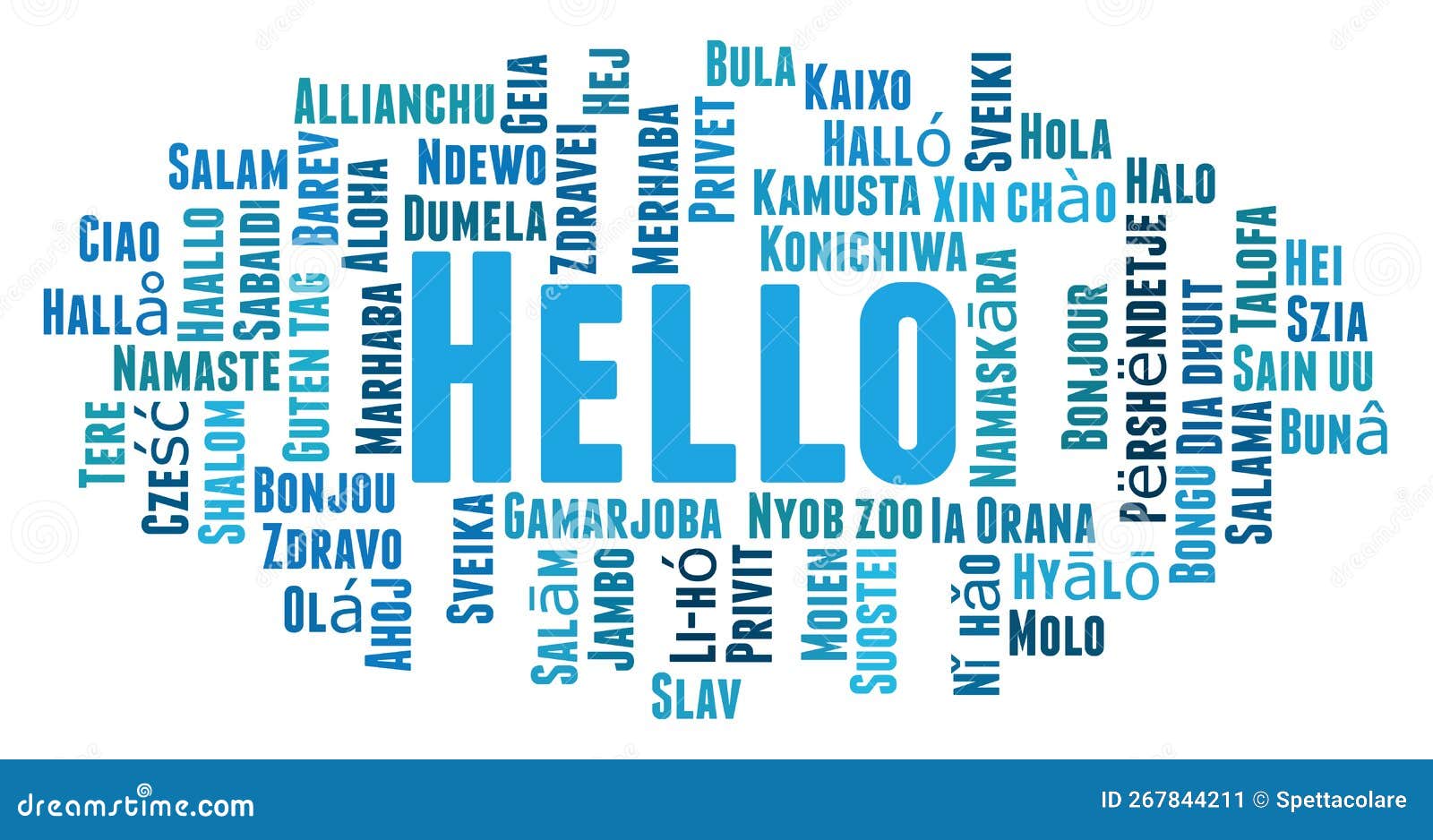 Hello in Different Languages Word Cloud Concept Stock Illustration ...