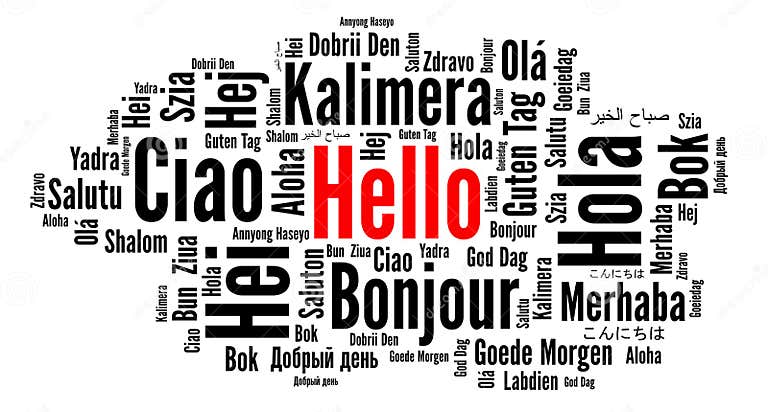 Hello in Different Languages Word Cloud Stock Illustration ...