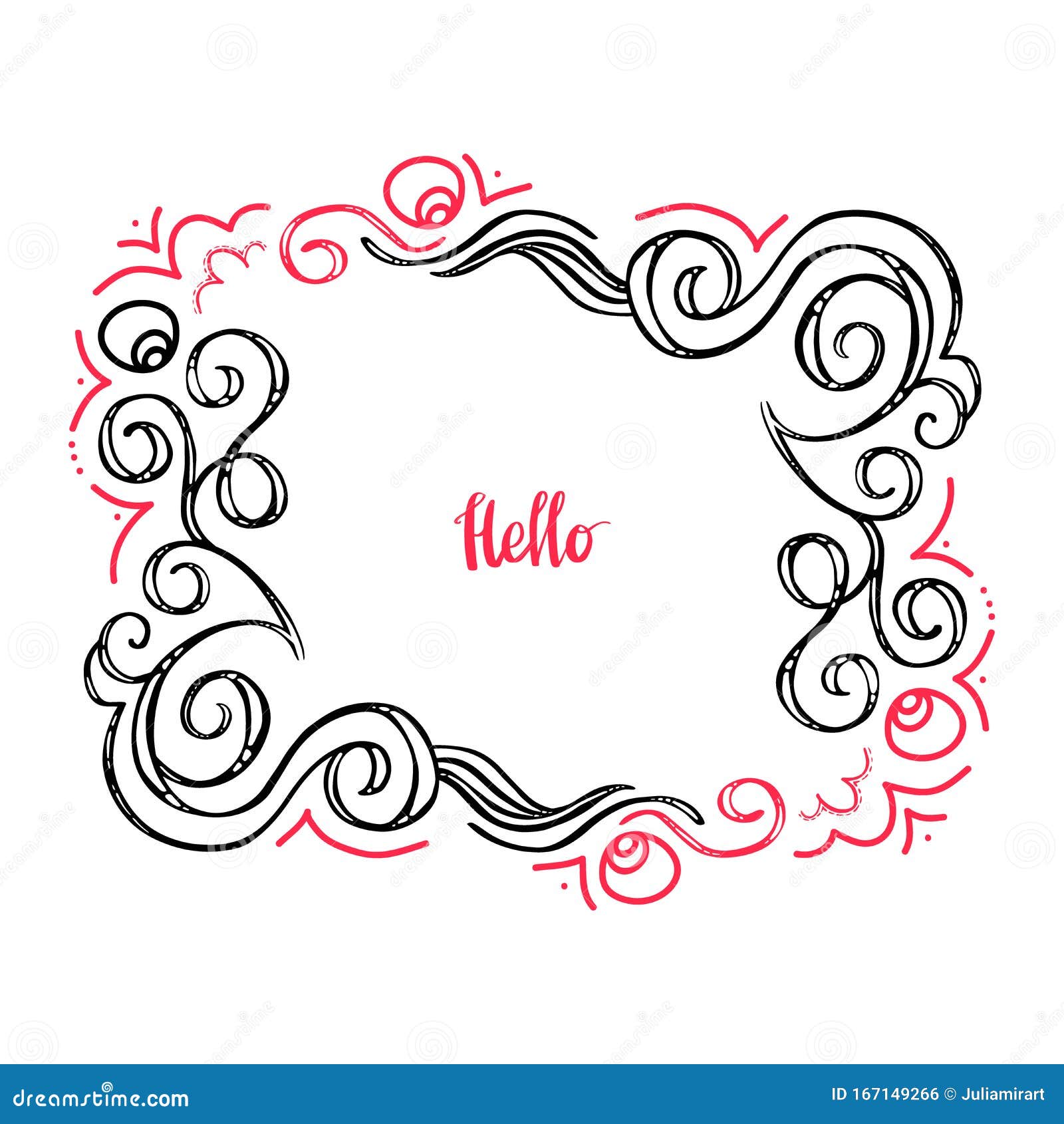 Hello Doodle Floral Frame-02 Stock Vector - Illustration of drawing ...