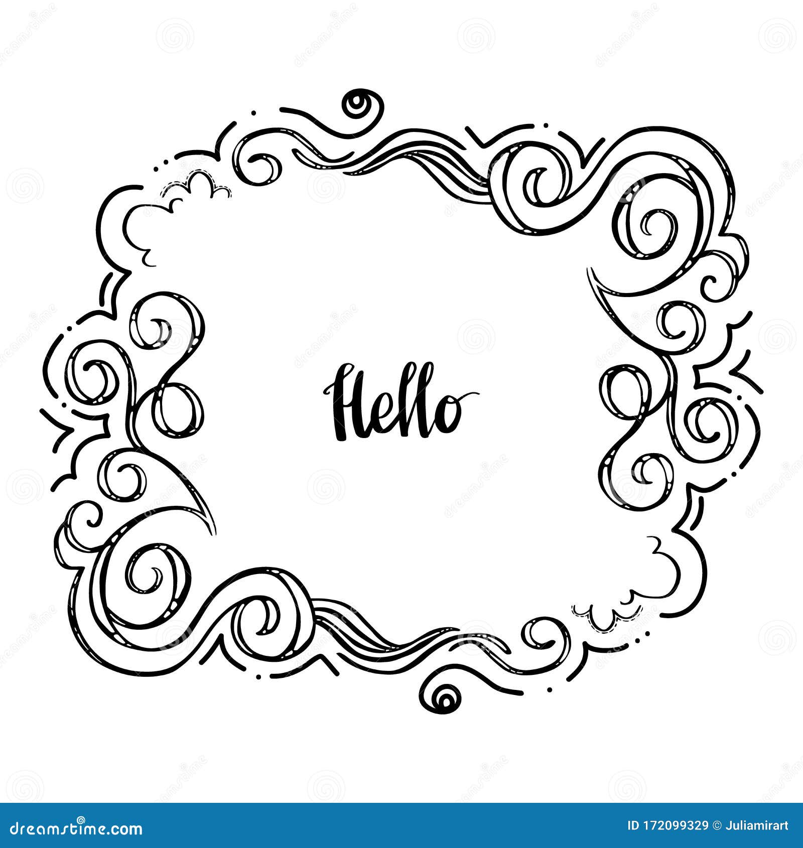 Hello Doodle Floral Frame-01 Stock Vector - Illustration of lettering ...