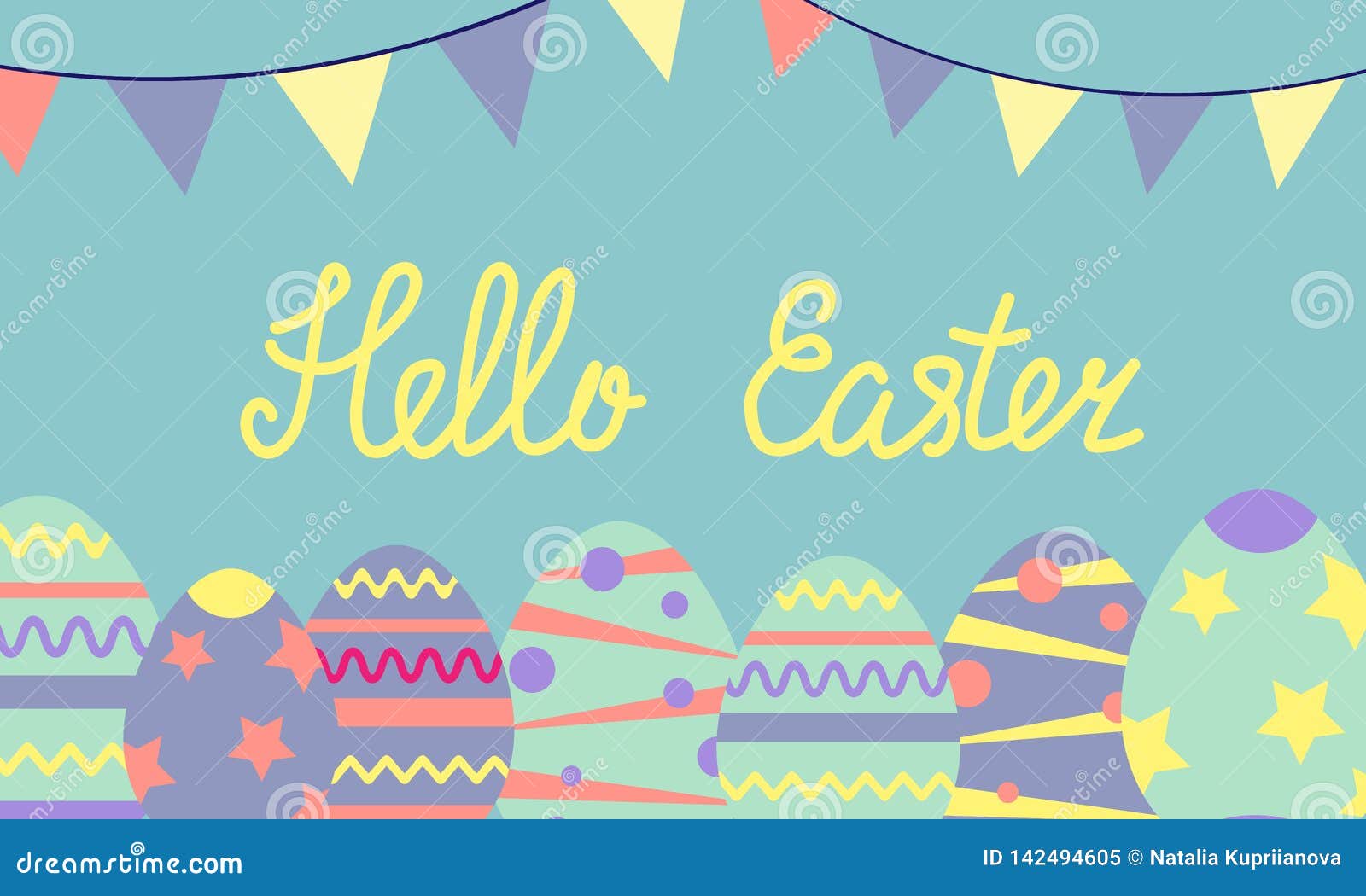 Hello Easter. Vector Flat Illustration. Bright and Funny Stock Vector ...
