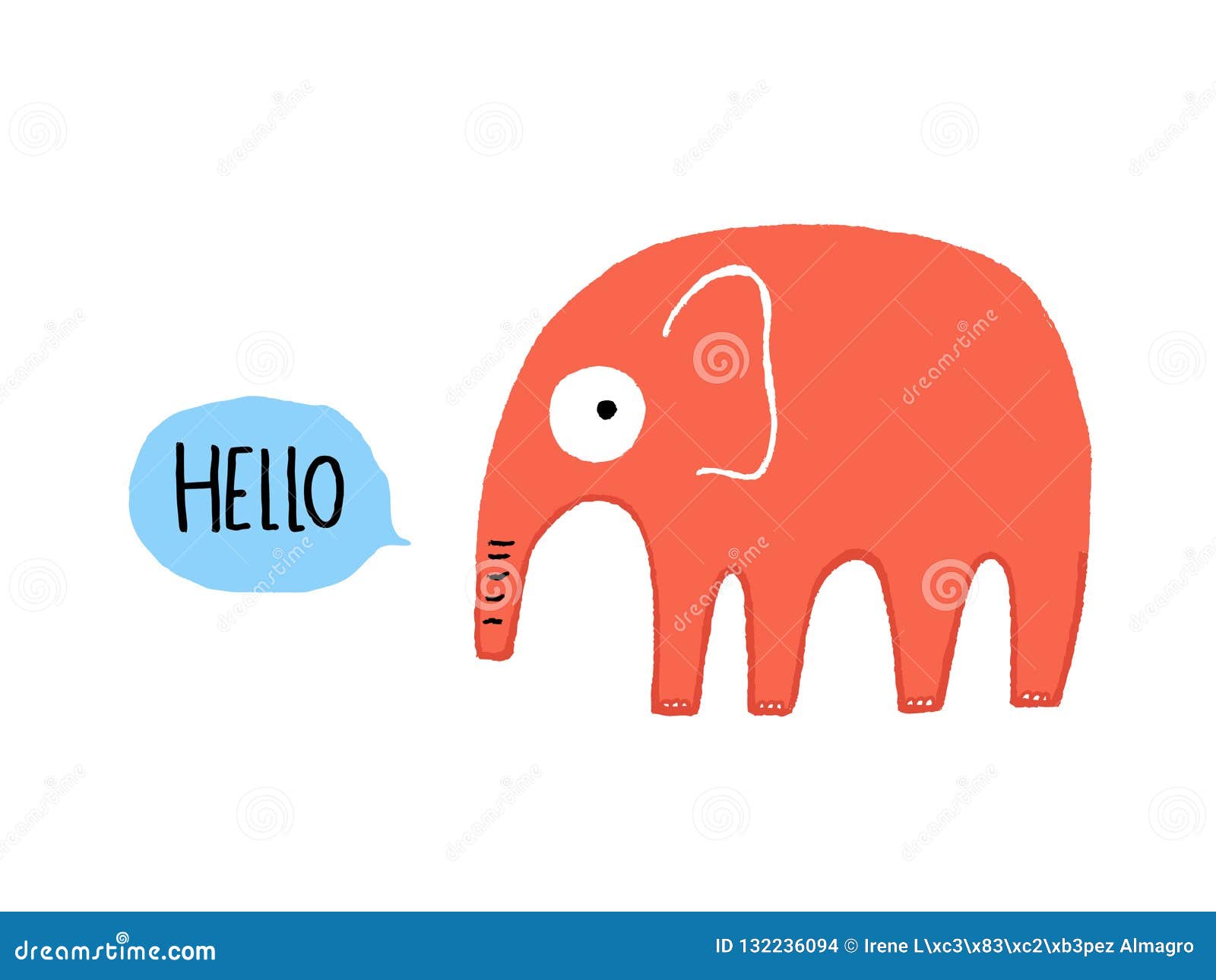 Hello Elephant stock vector. Illustration of isolated - 132236094