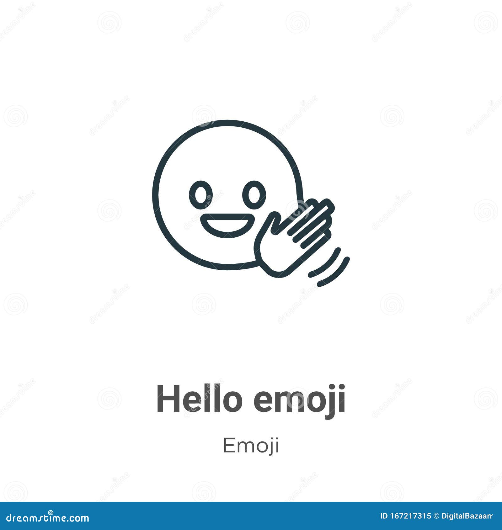 Hello Emoji Outline Vector Icon. Thin Line Black Hello Emoji Icon, Flat ...