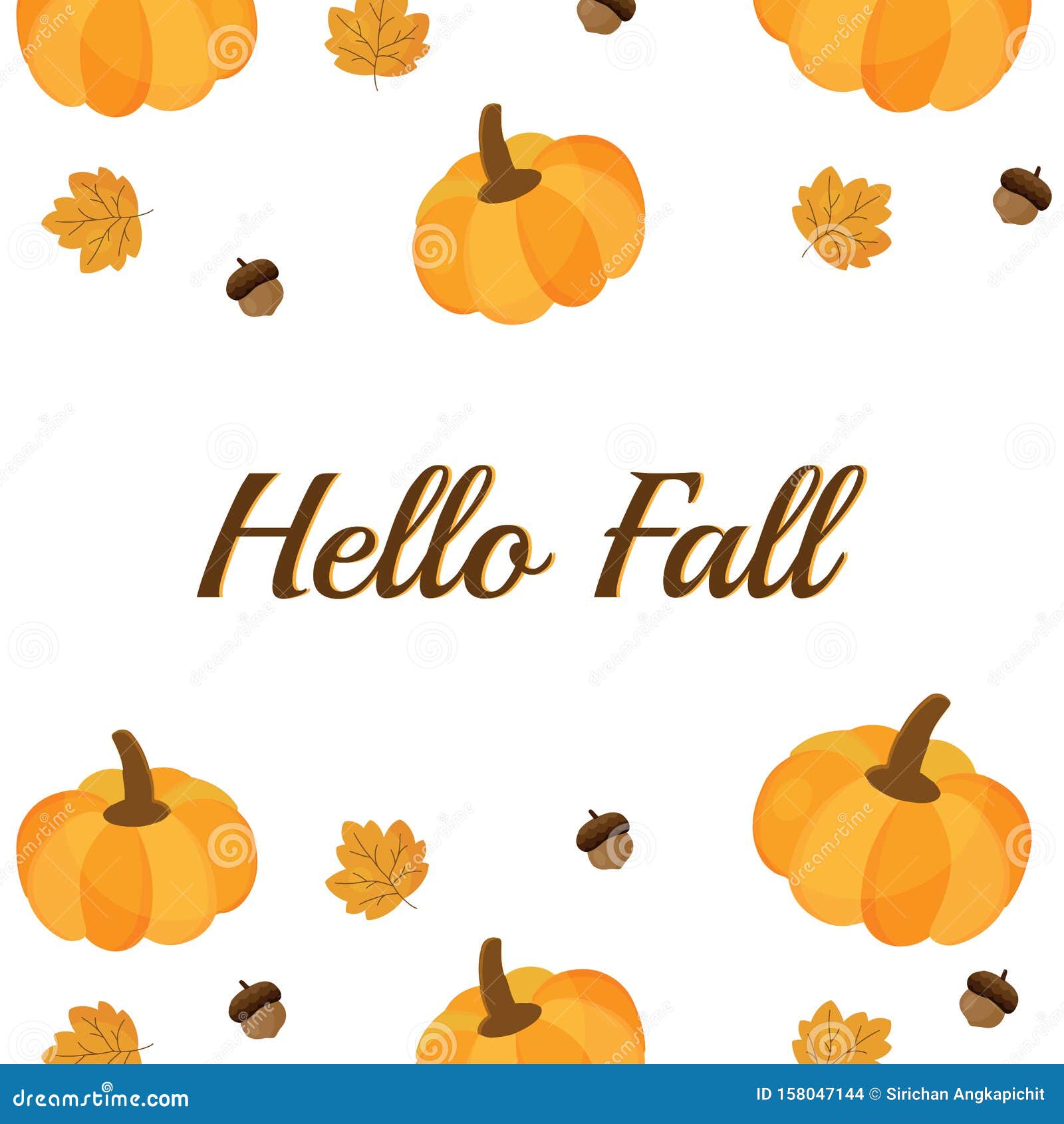 Hello Fall Cartoon Vector Illustration. Stock Illustration ...