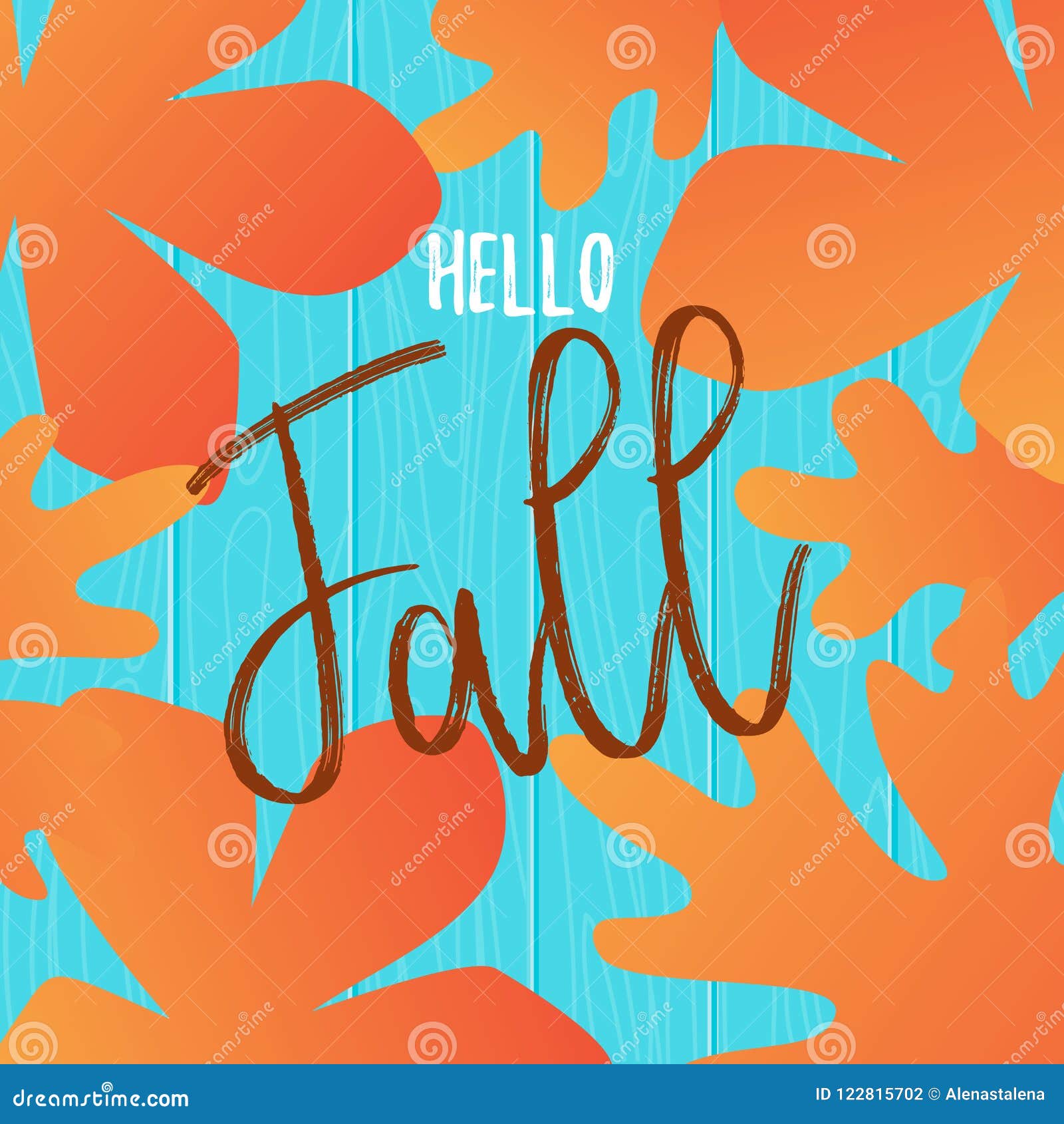 Hello Fall Frame Banner with Colorful Gradient Leaves. Vector Design ...