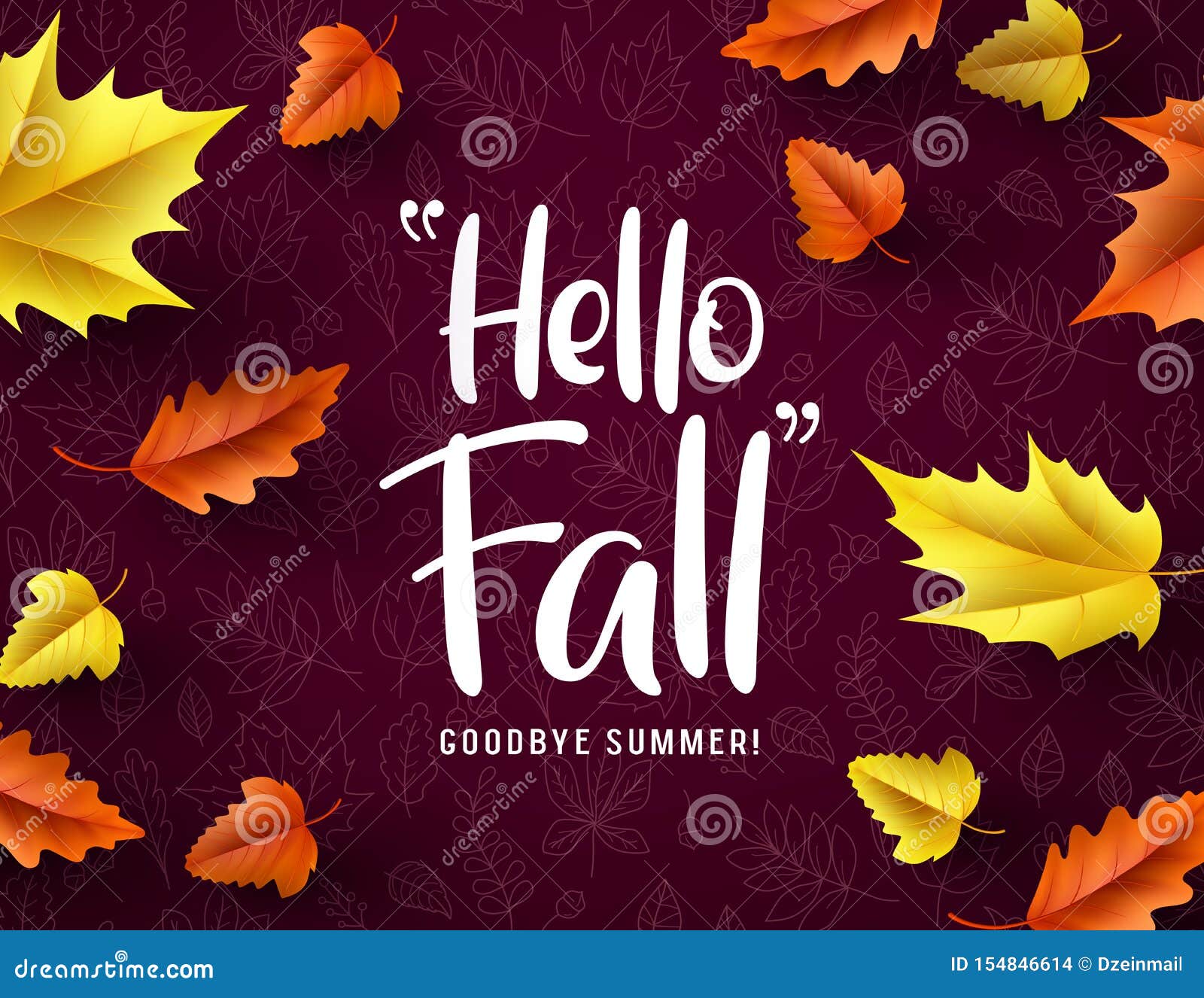 Hello Fall Vector Typography. Hello Fall Greeting Text with Colorful ...