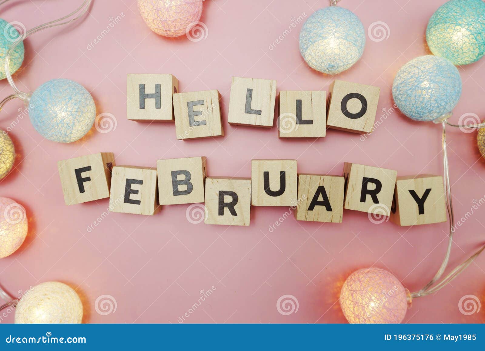 Hello February Alphabet Letter with Space Copy on Pink Background Stock ...