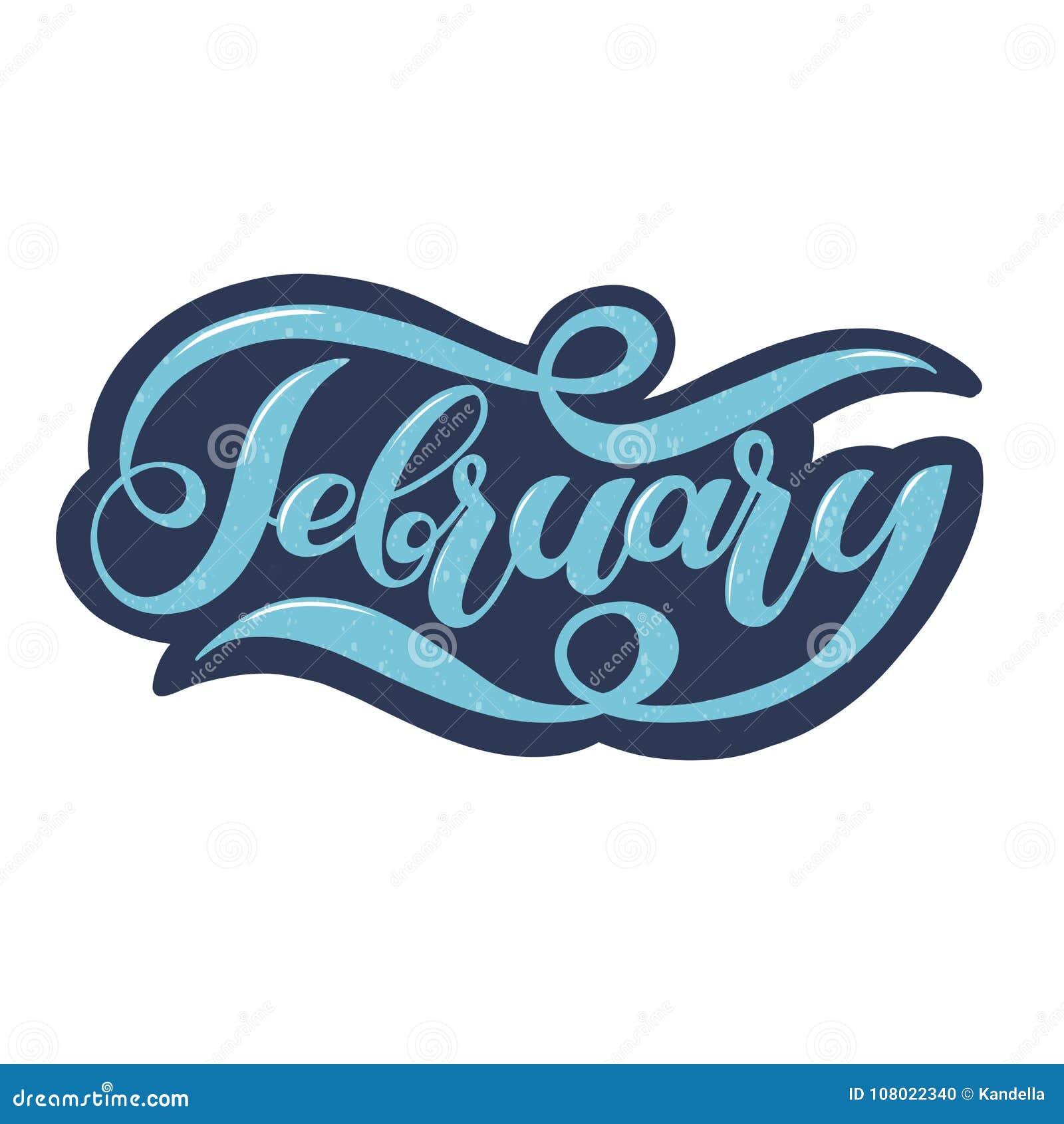 Hello February Blue Winter Handwritten Lettering Stock Vector ...