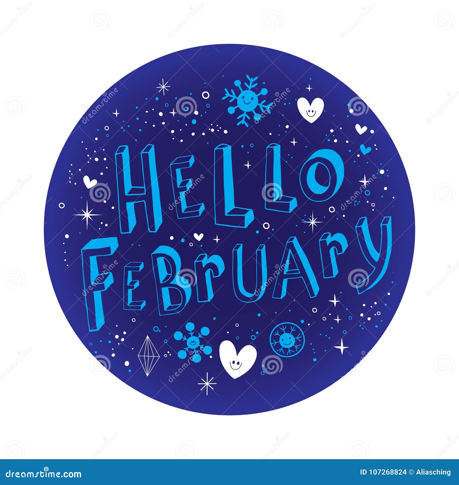 Hello February Card. One Line. Lettering Poster With Text. Vector EPS ...