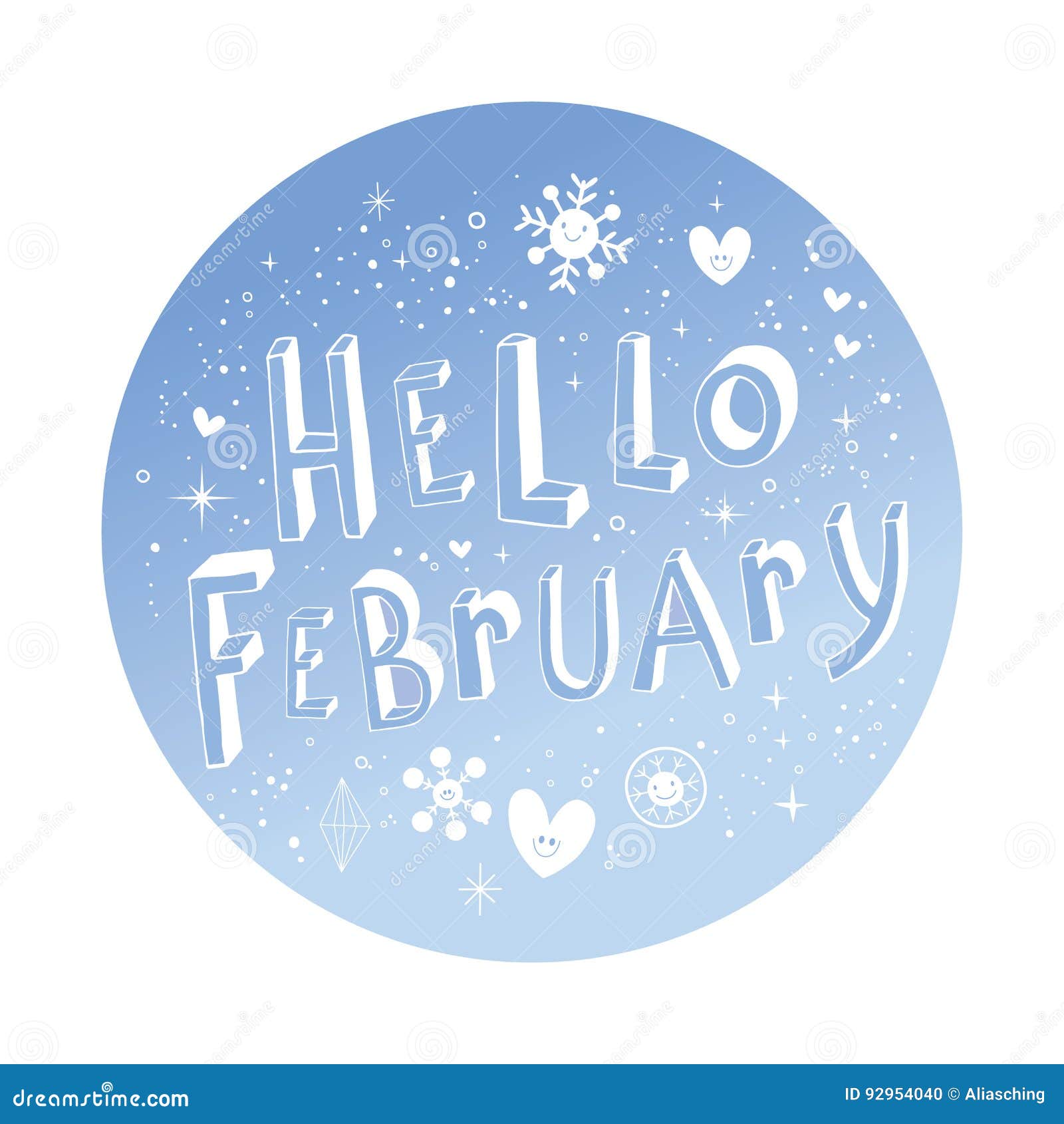 Hello February Card. One Line. Lettering Poster With Text. Vector EPS ...