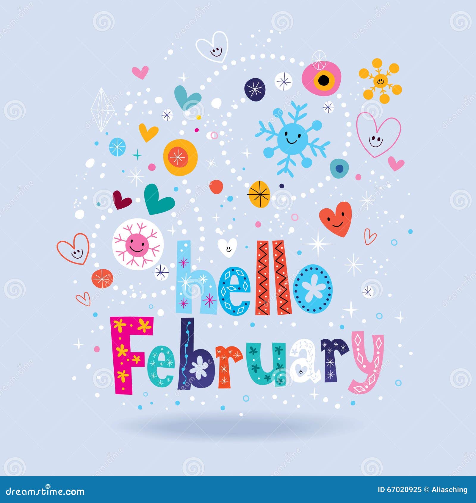 Hello February stock vector. Illustration of beauty, snowflake - 67020925