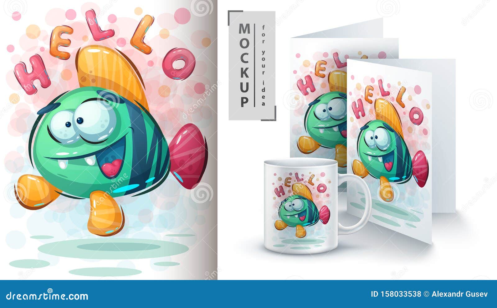 Hello Fish Poster and Merchandising Stock Vector - Illustration of fish ...