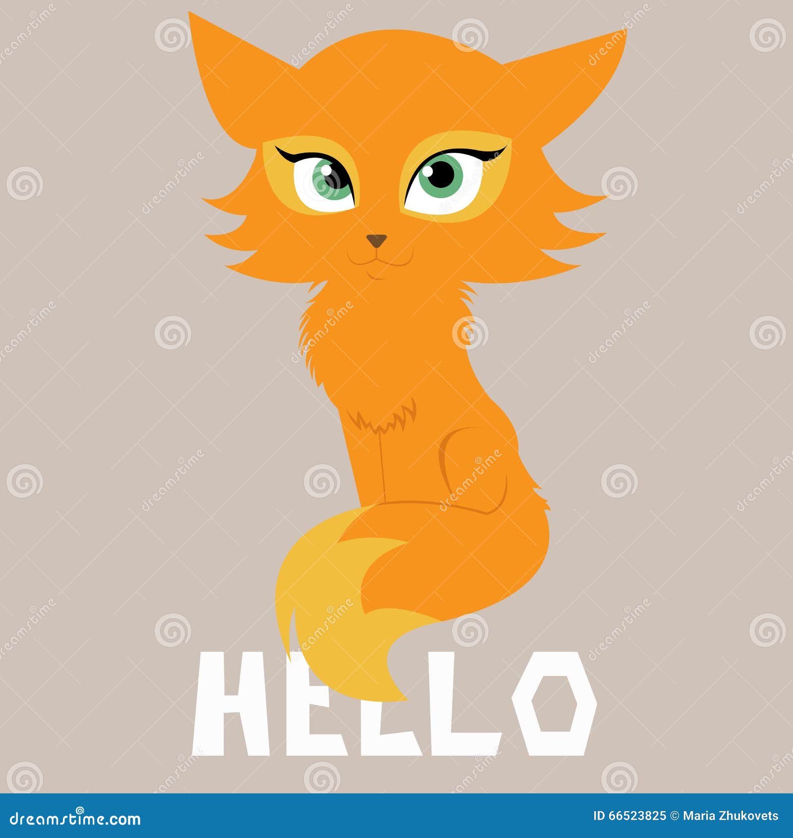 Hello, fox stock vector. Illustration of happy, hello - 66523825