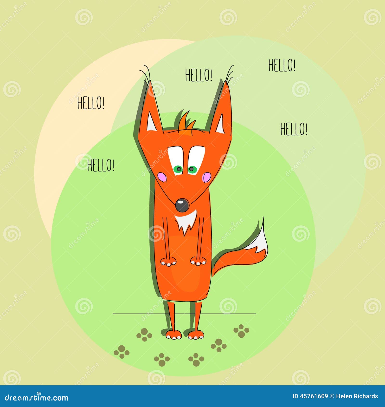 Hello fox stock vector. Illustration of orange, footprint - 45761609