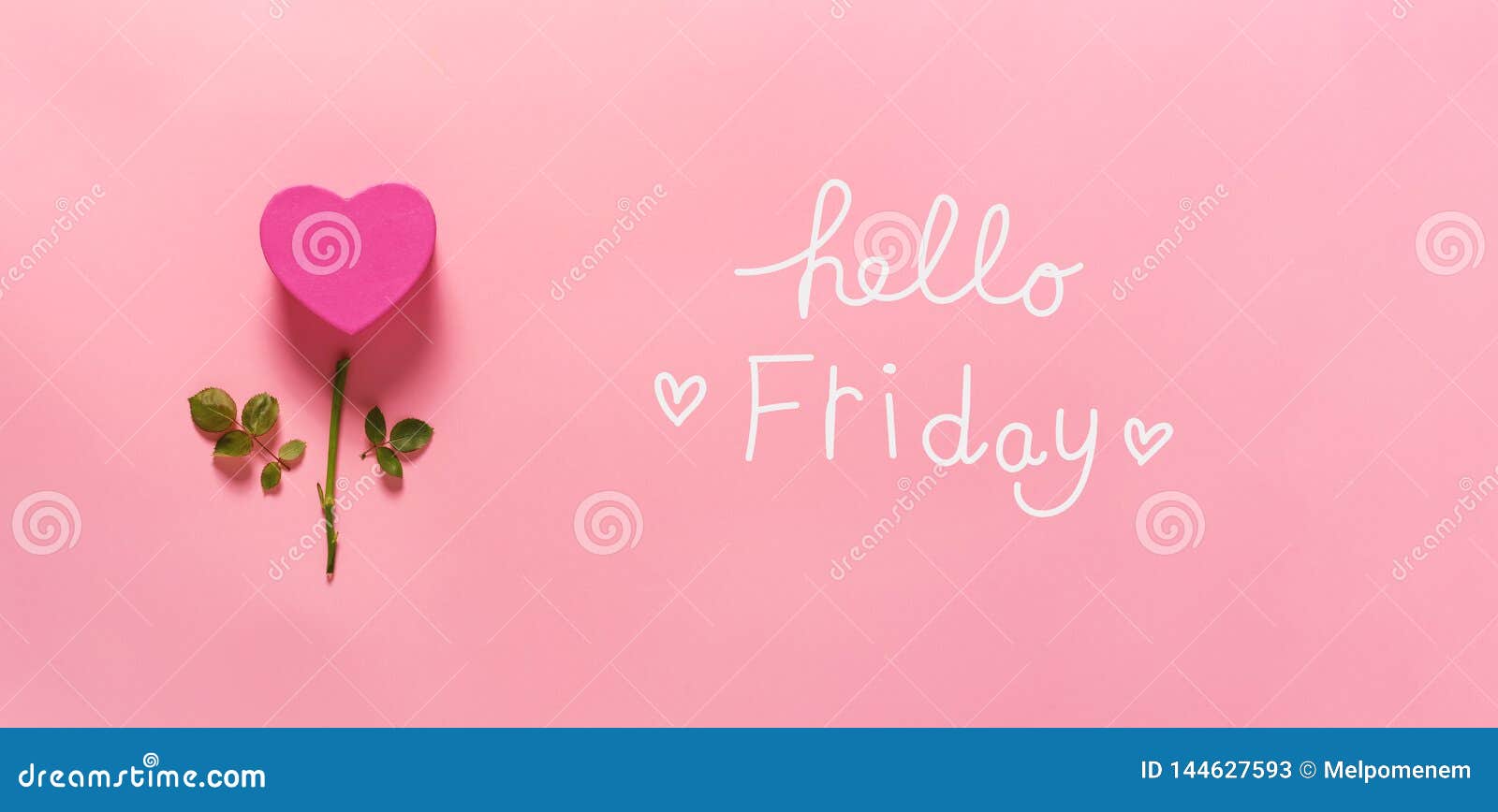 Hello Friday Message with Heart Flower Stock Image - Image of flowers ...