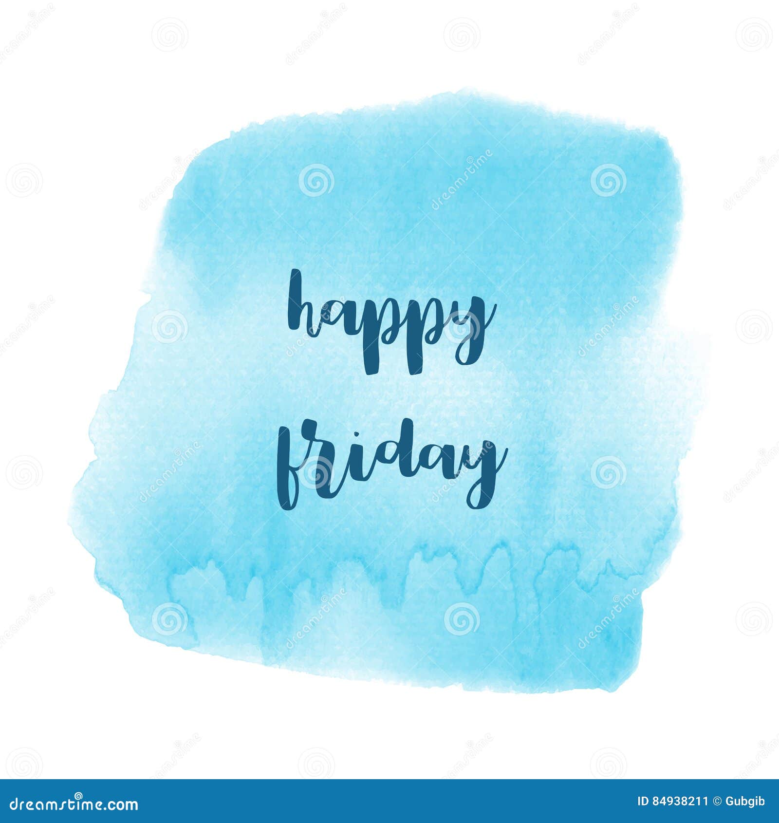 Hello Friday Text on Blue Watercolor Background Stock Illustration ...